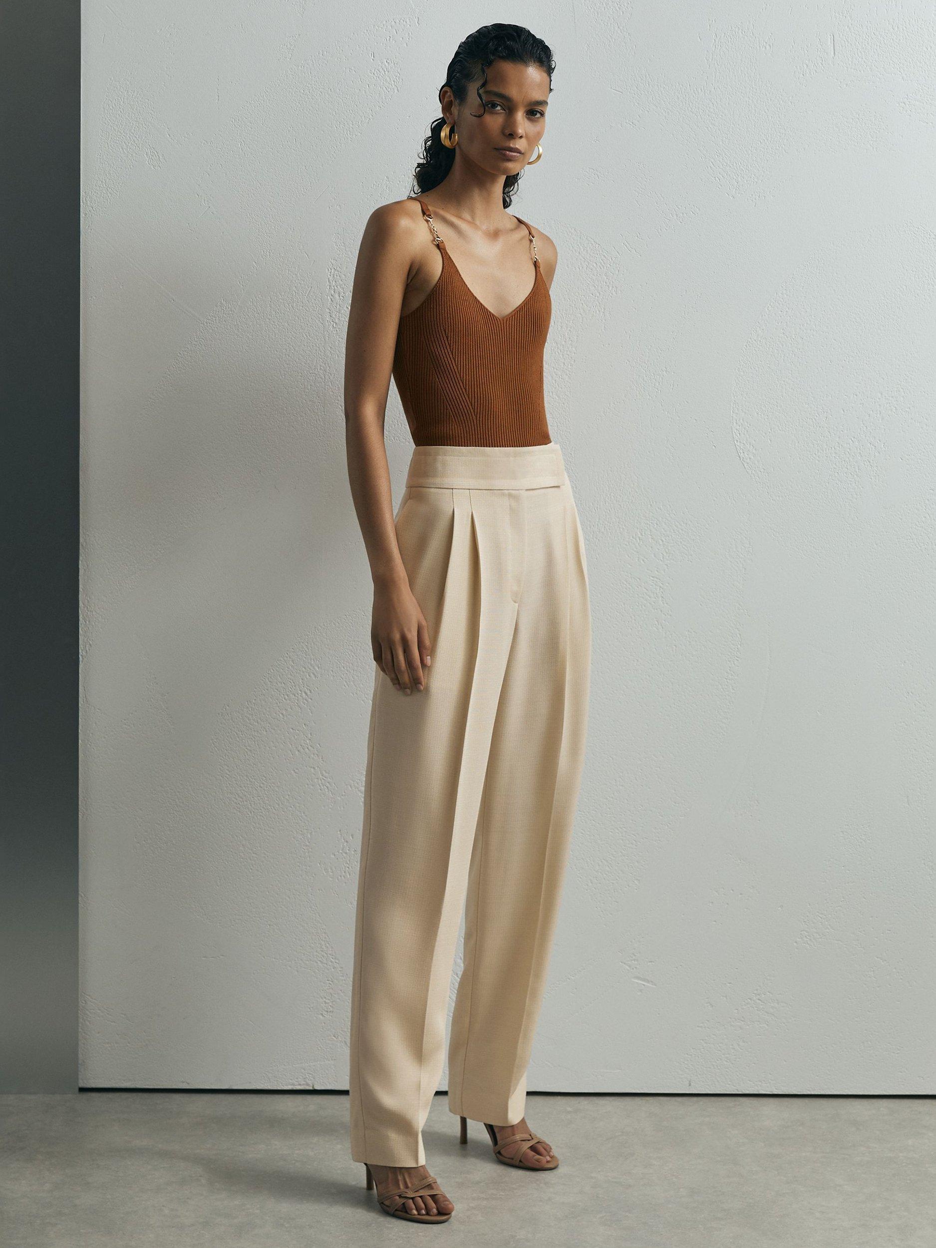 Reiss Camilla Straight Cut Tailored Trousers, Cream