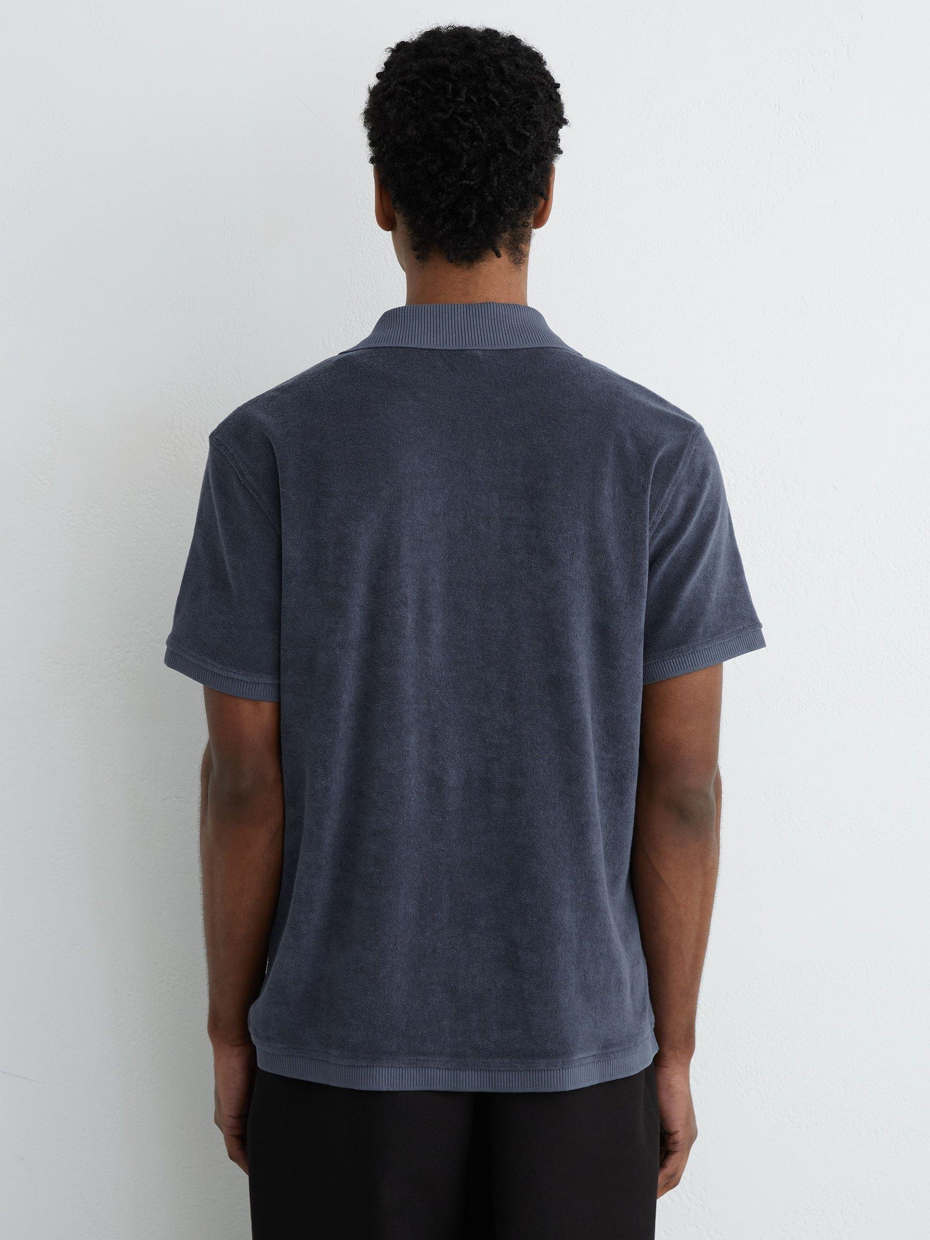 Reiss Eden Towelling Short Sleeve Shirt, Airforce Blue