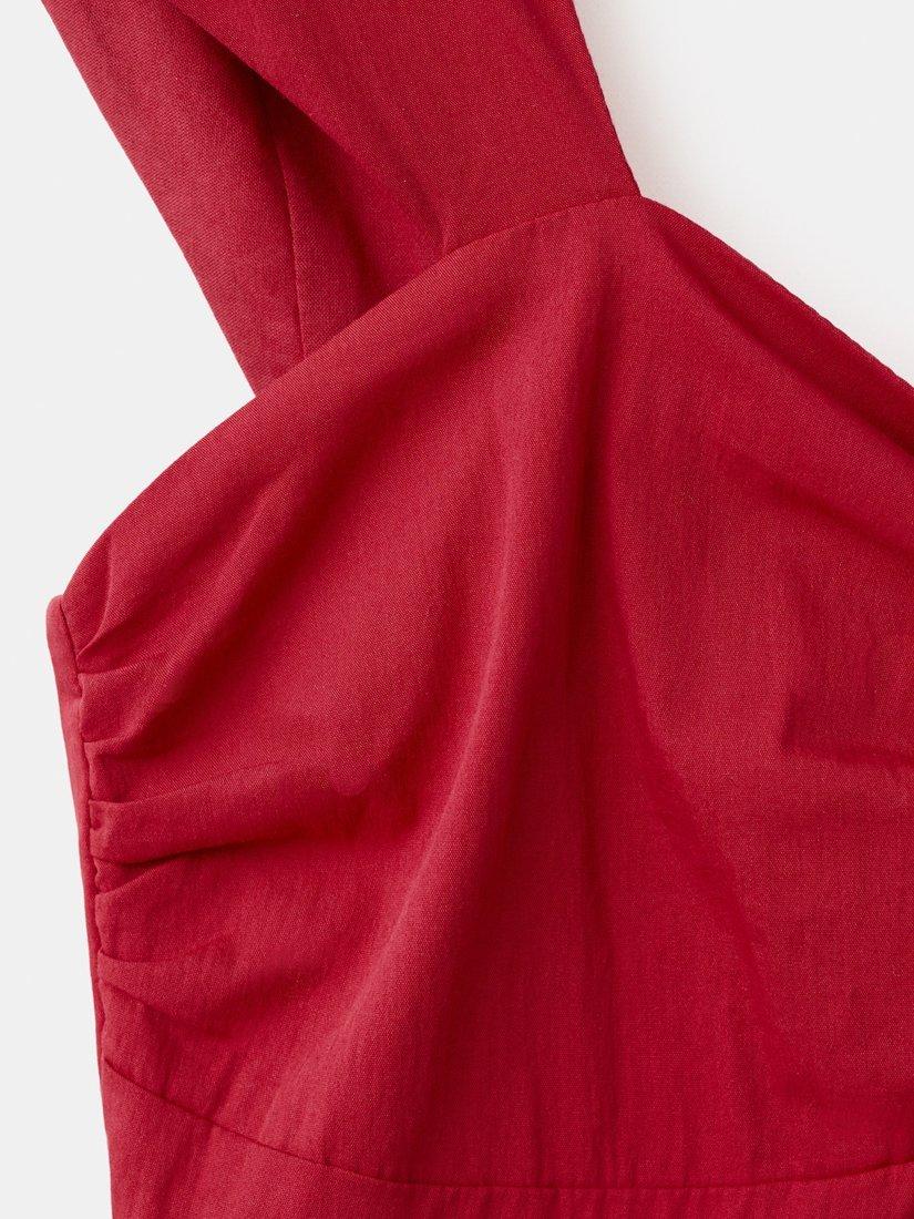 Mango Knot Front Midi Dress, Red, 10