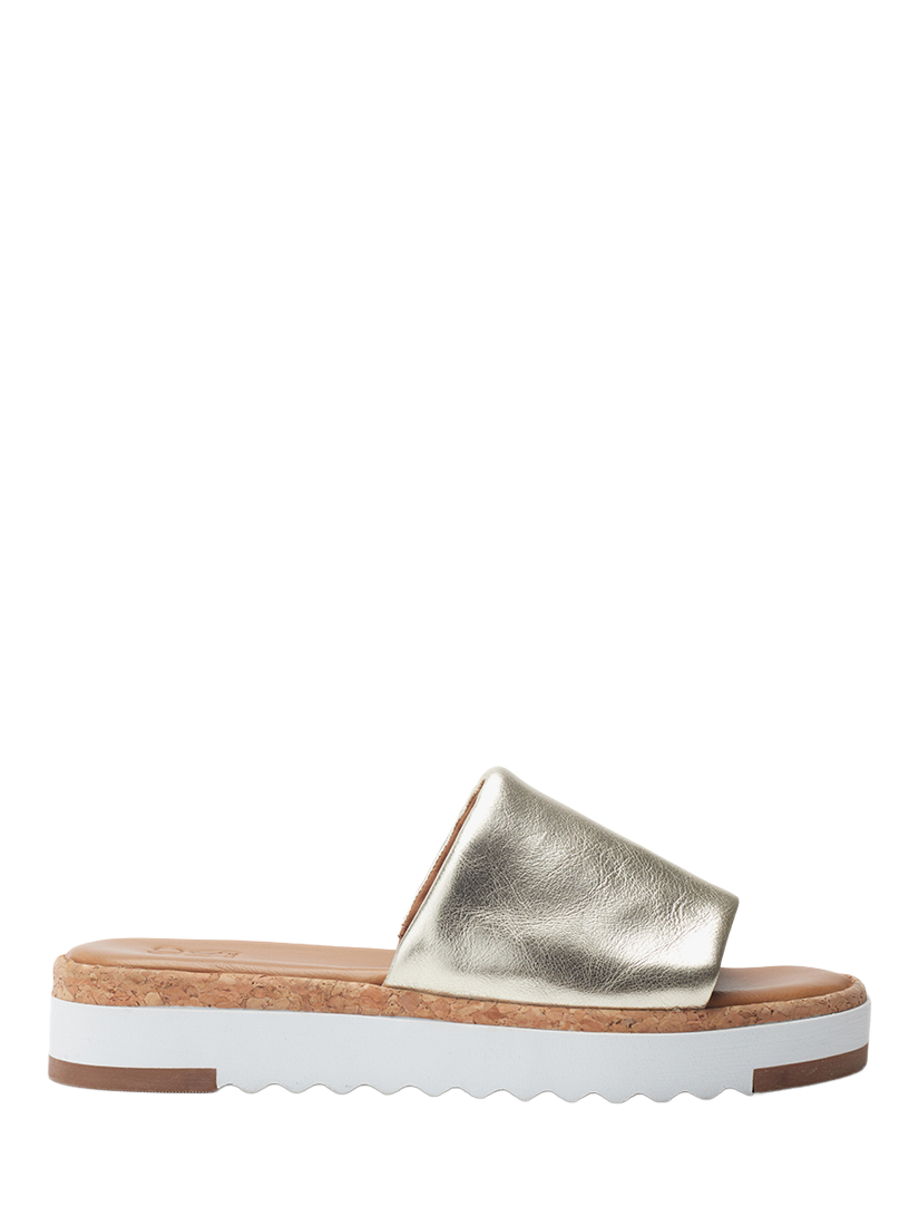 Moda in Pelle Kanzan Leather Mule Sandals, Gold, 5