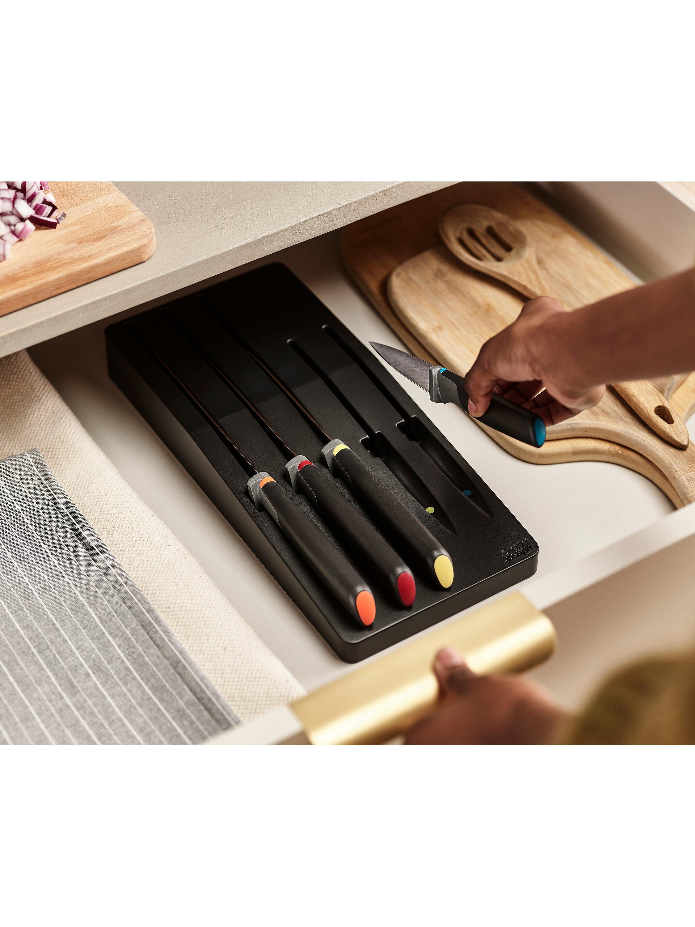 Joseph Joseph Elevate Filled In-Drawer Kitchen Knife Block Set, 5 Piece ...