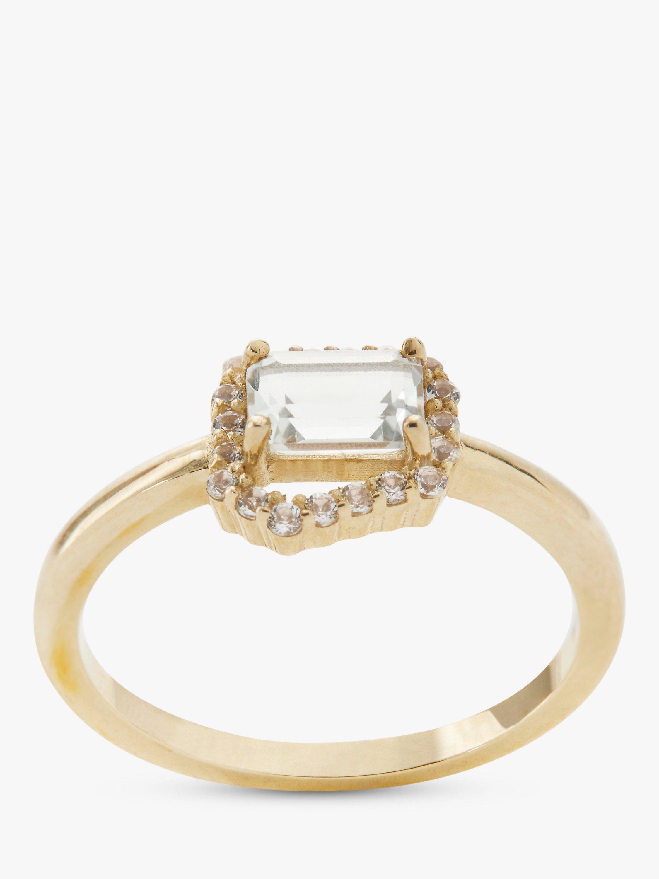 John Lewis Bright Young Gems Limited Edition 9ct Yellow Gold Green Amethyst White Topaz Cocktail Ring Gold