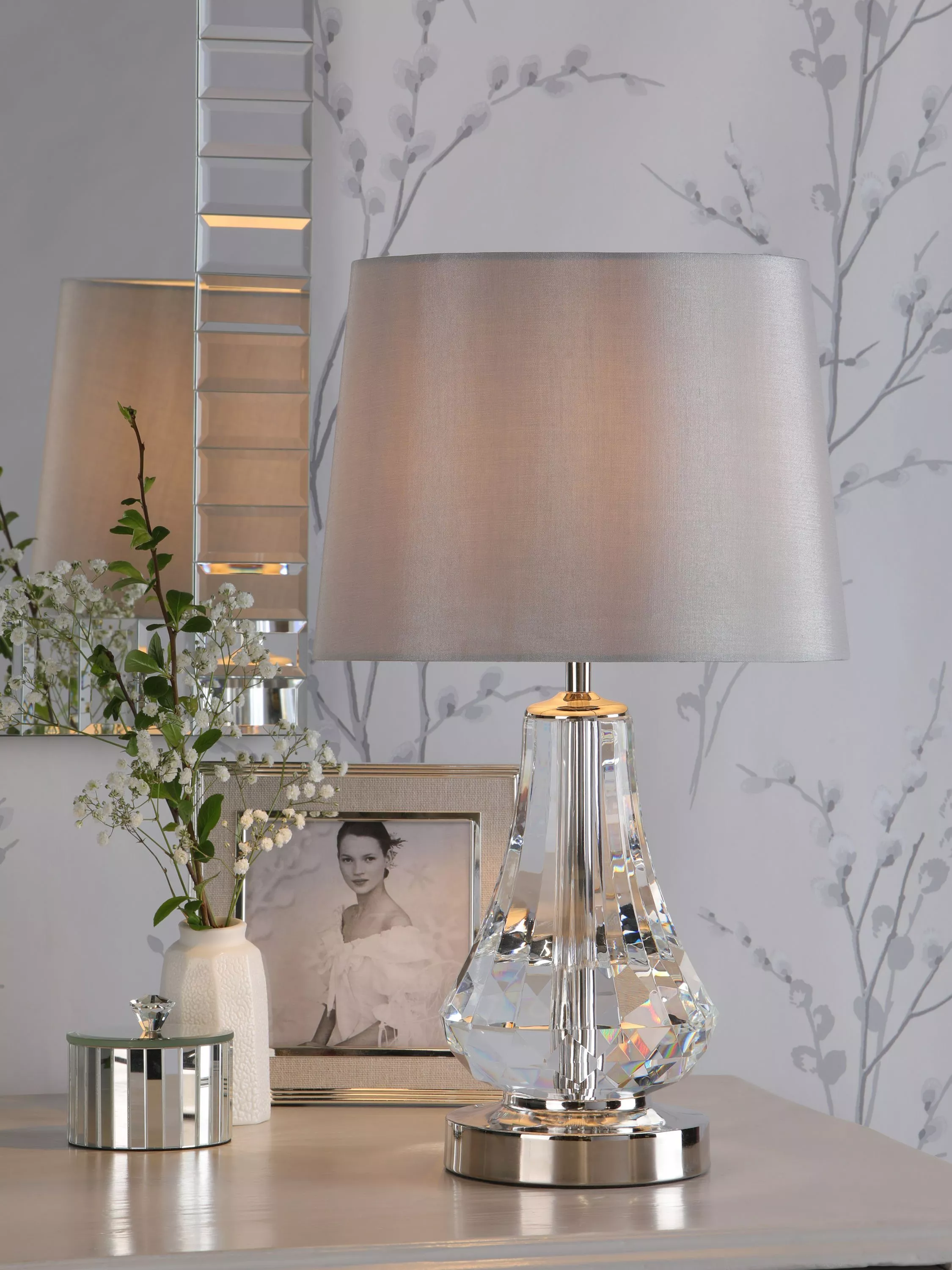 Laura Ashley Humby Touch Table Lamp, Polished Nickel