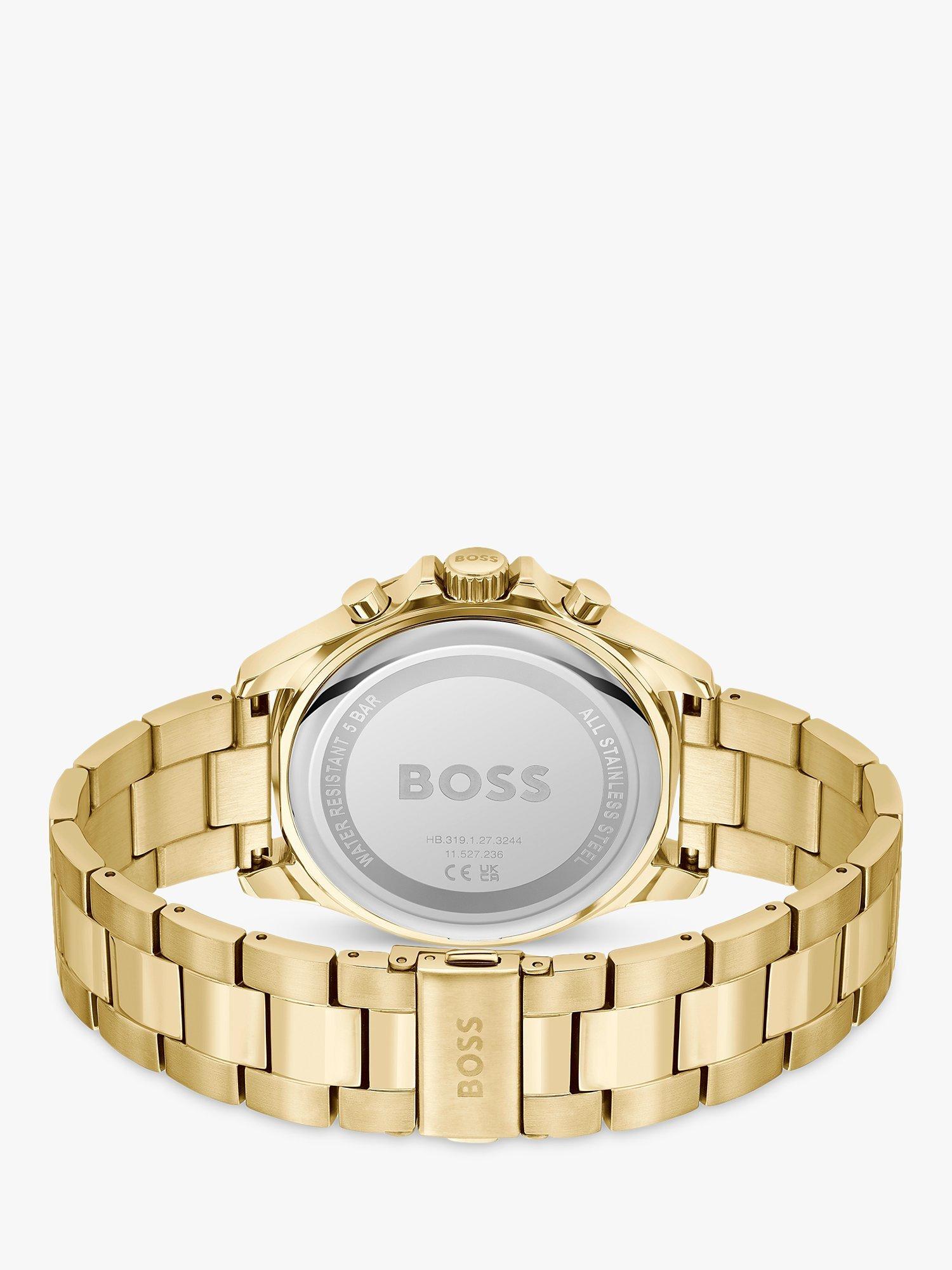 BOSS Men's Troper Chronograph Bracelet Strap Watch, Gold/ Olive Green ...