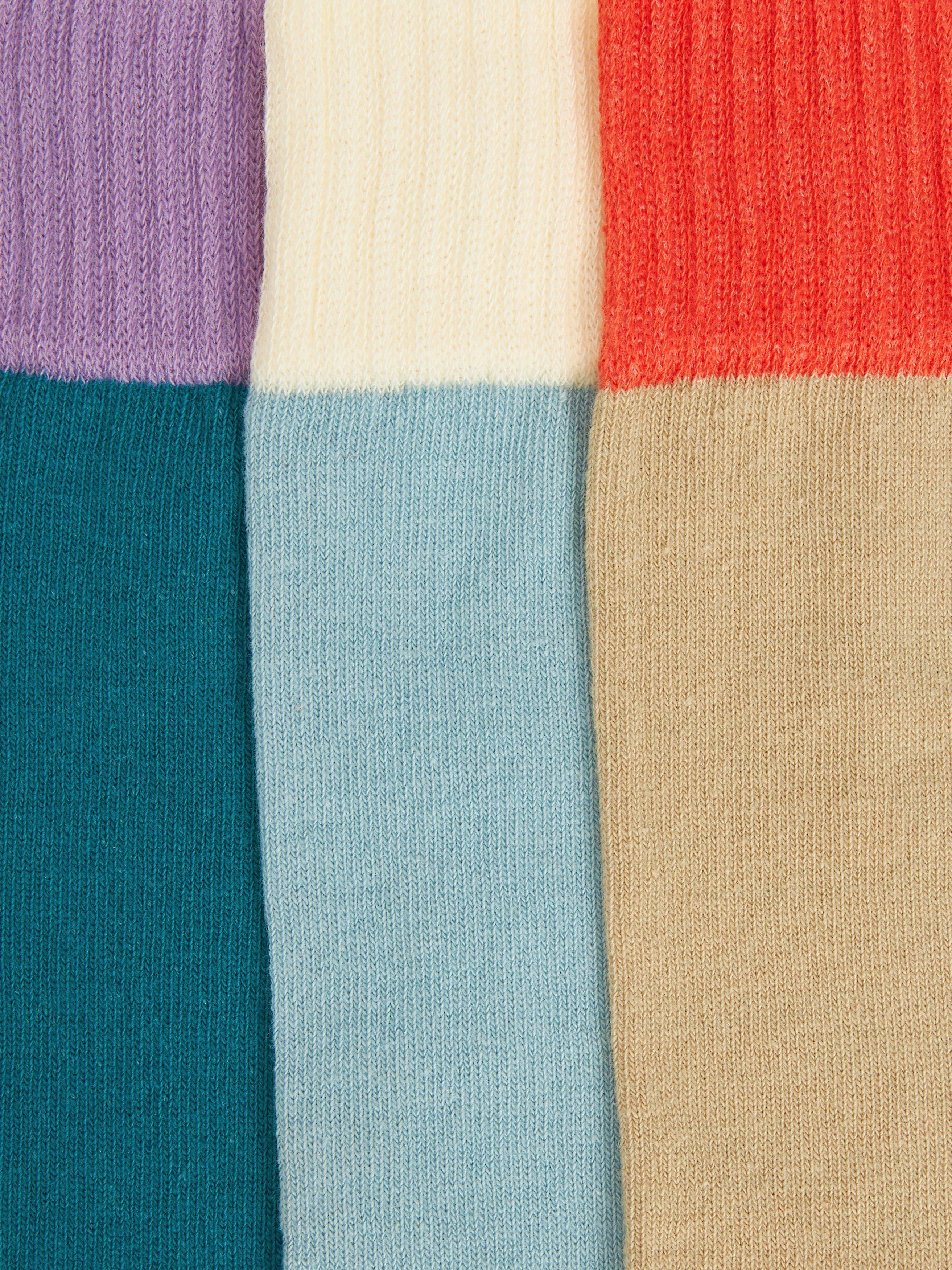 John Lewis Colour Block Organic Cotton Mix Ribbed Welt Ankle Socks ...