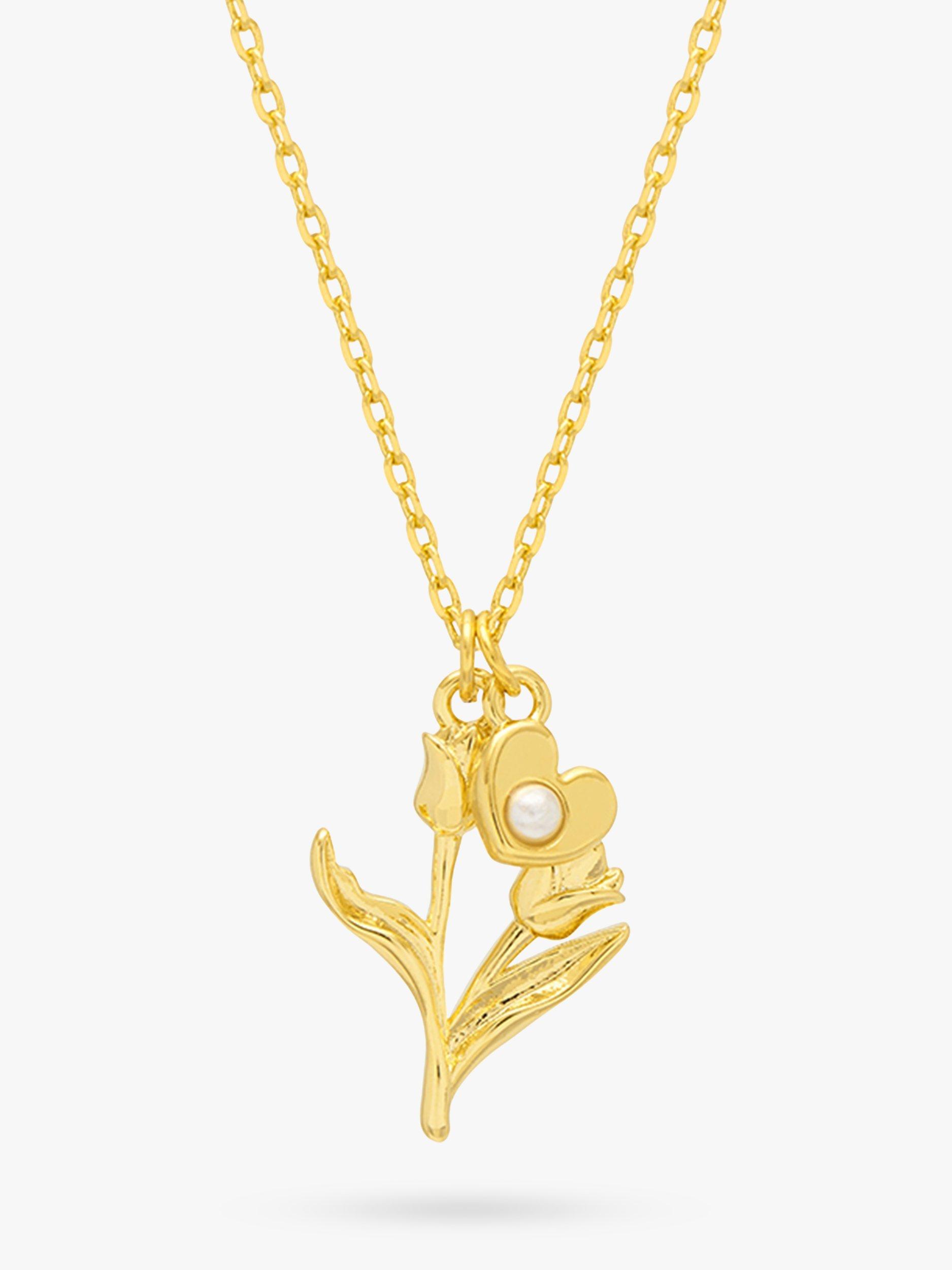 Estella Bartlett Tulip Heart Pearl Pendant Necklace Gold