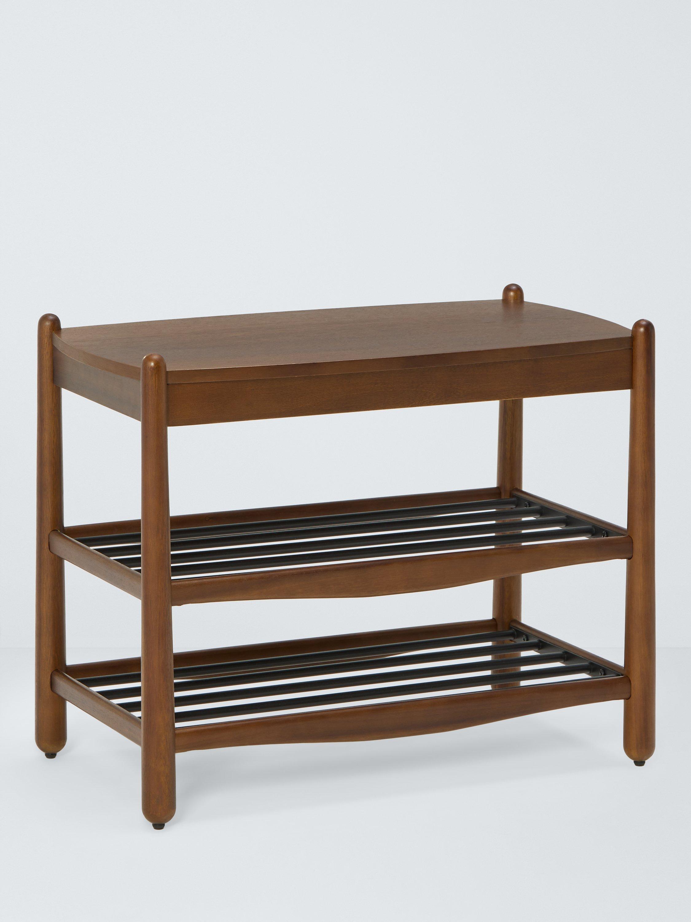 John Lewis Mid Century 2 Tier Shoe Shelf Natural Honey