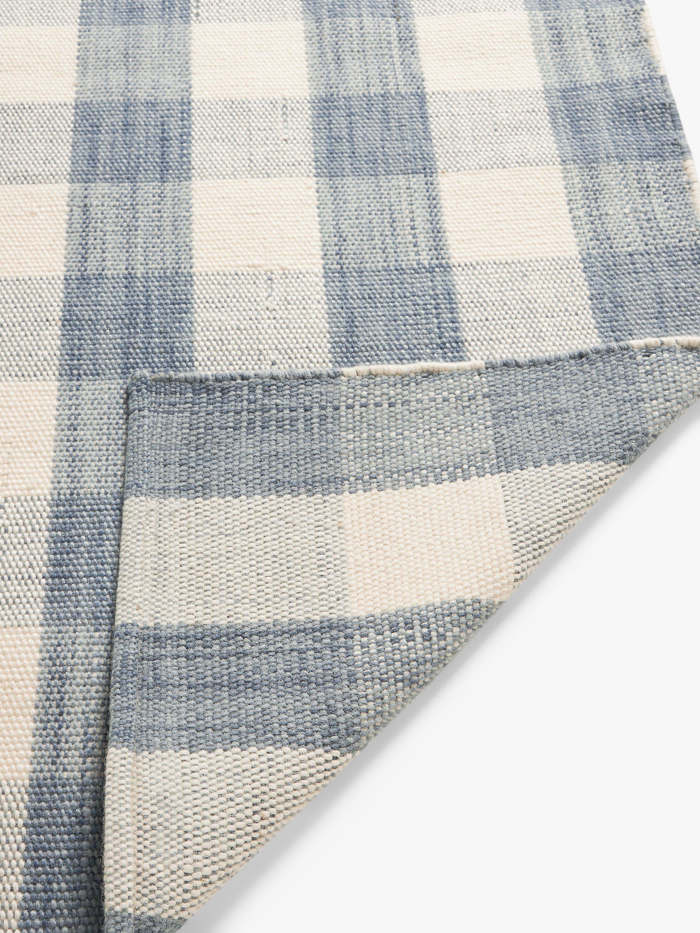 John Lewis Gingham Check Rug, Green, L240 x W170 cm