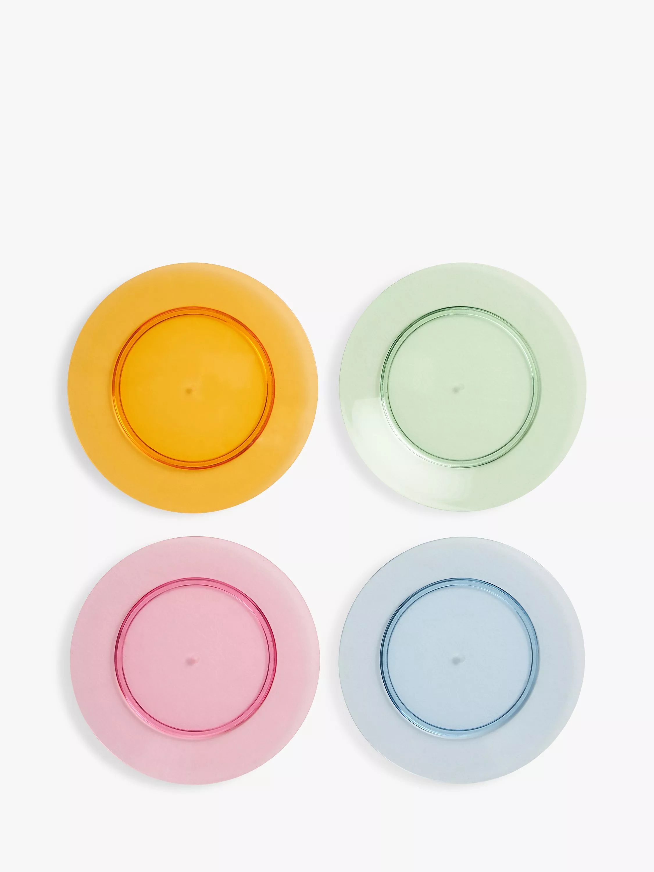 John Lewis ANYDAY Stackable Plastic Picnic Side Plate, Set of 4, 23cm ...