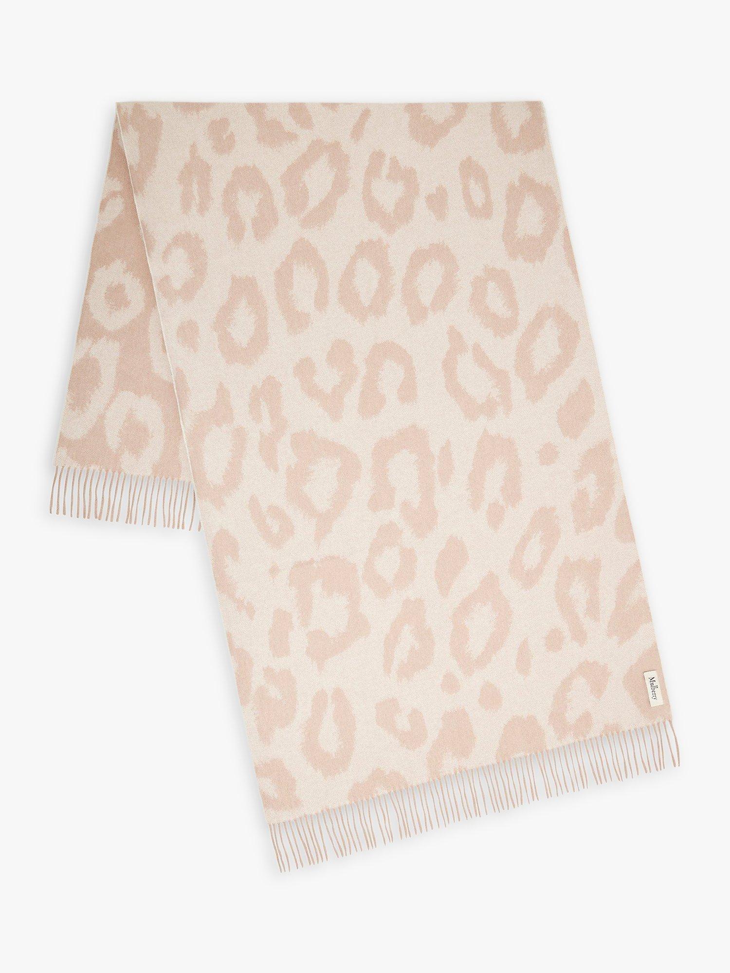 Mulberry Leopard Print Merino Wool Scarf, Maple/Ecru
