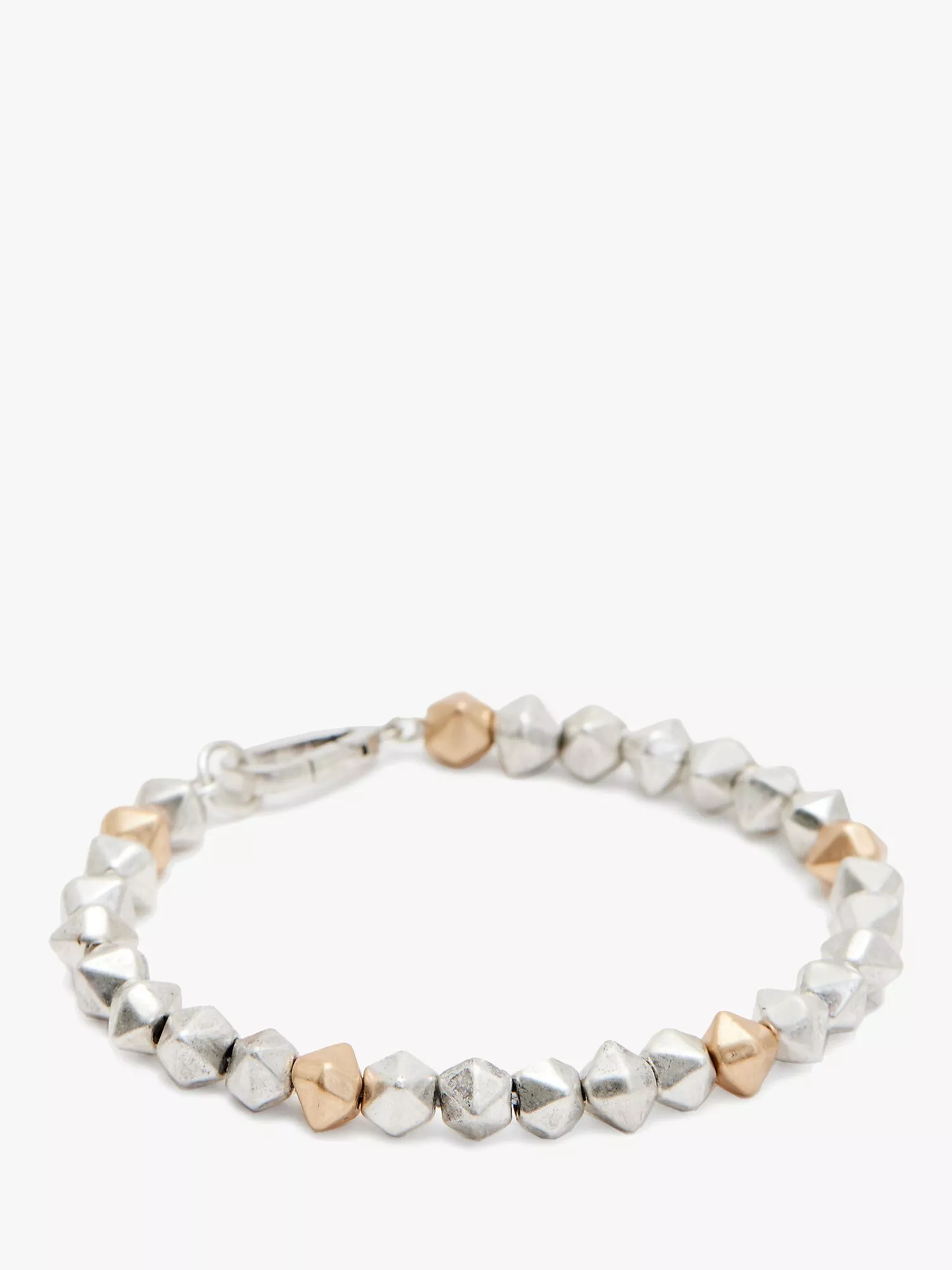 AllSaints Two Tone Geometric Beaded Bracelet, Gold/Silver