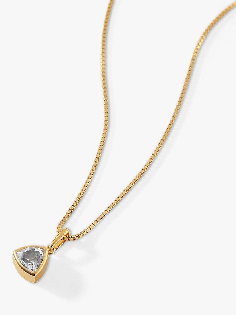 Edge of Ember Triangle Gemstone Pendant Necklace, April White Topaz