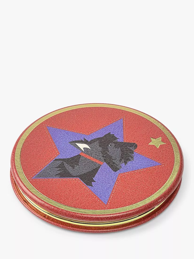 Radley Scottie and Star Compact Mirror, Poinsettia/Multi
