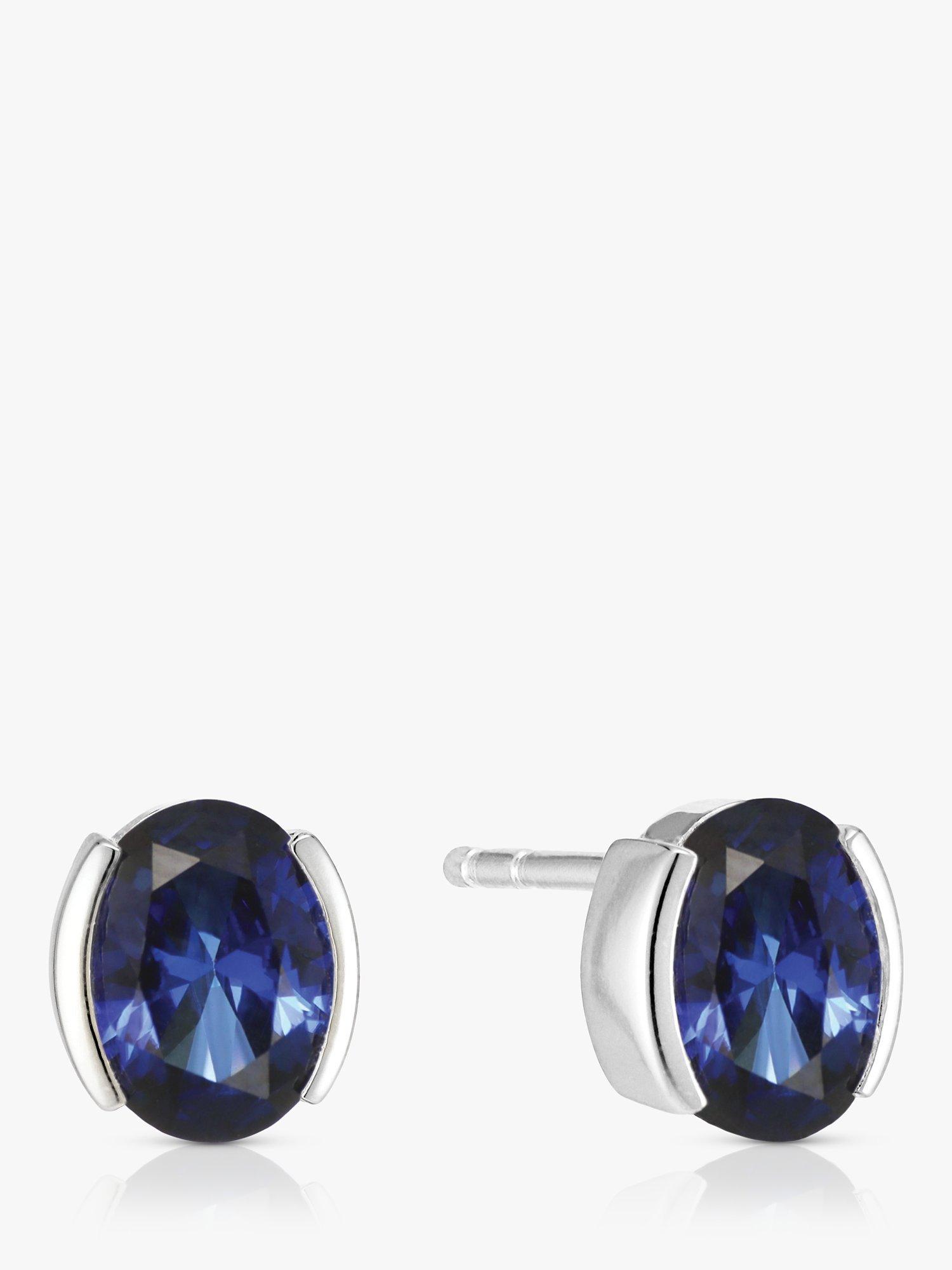 Sif Jakobs Jewellery Blue Cubic Zirconia Stud Earrings Silver