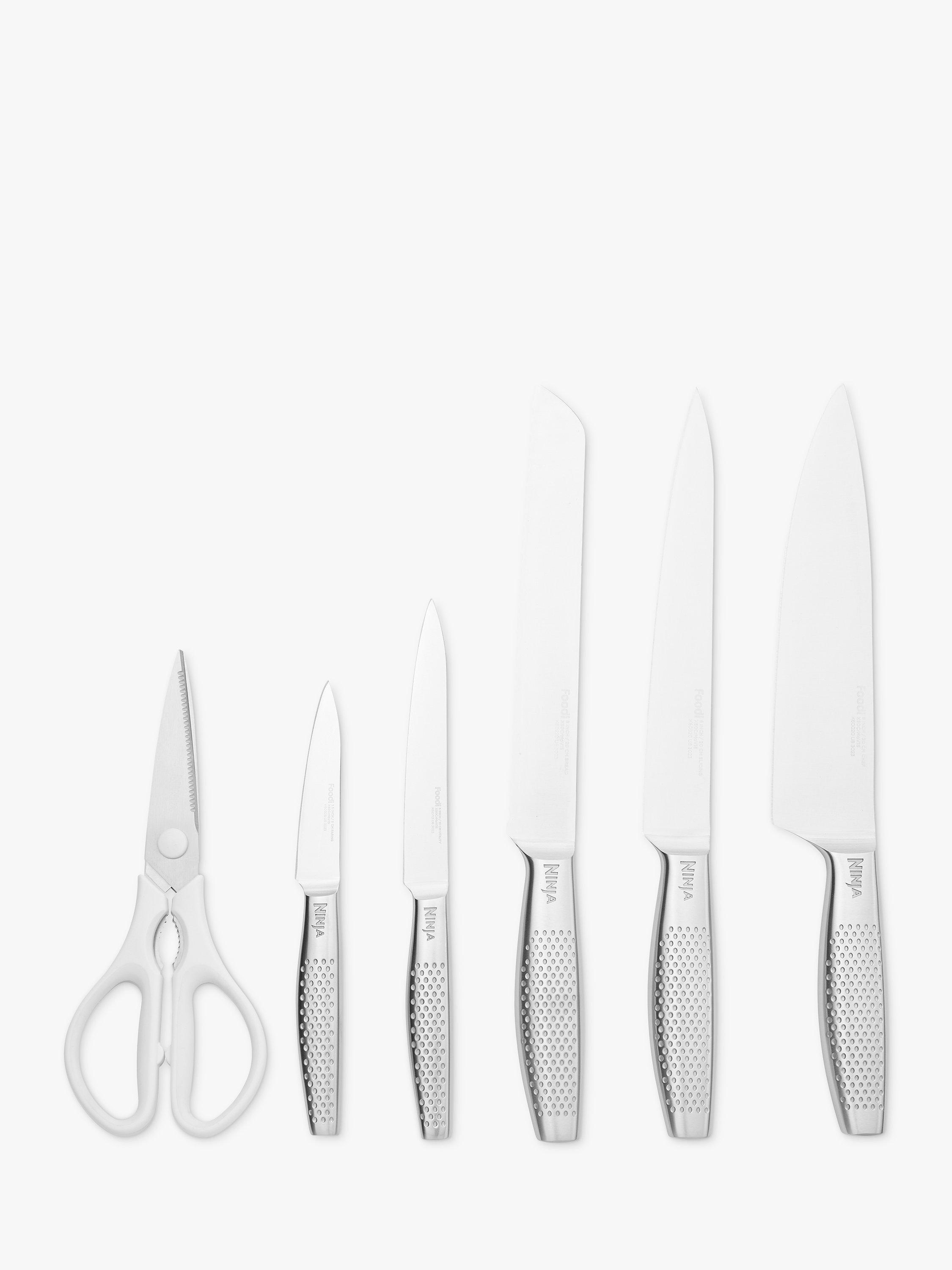 Ninja Foodi StaySharp Filled Knife Block with Sharpener, 6 Piece, White