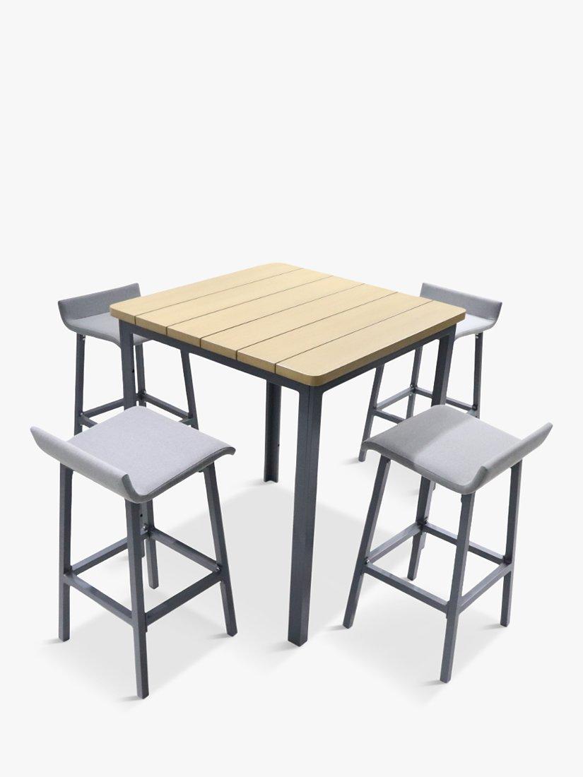 LG Outdoor Venice 4 Seater Square Garden Bar Table Stools Set Graphite