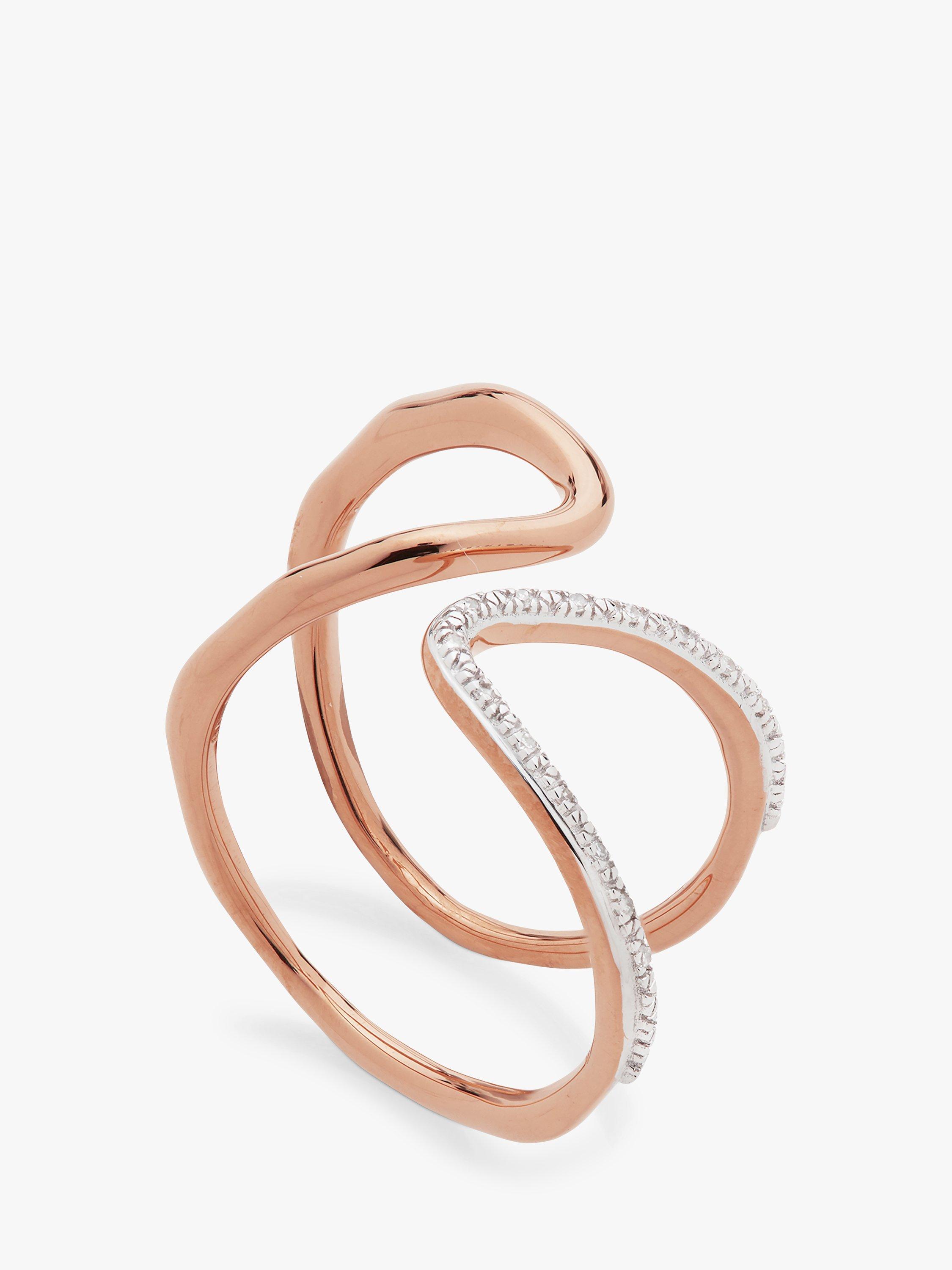 Monica Vinader Riva Diamond Wrap Ring, Rose Gold