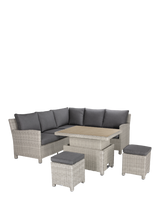 KETTLER Palma Signature 6 Seater Mini Corner Garden Lounging Dining Set with Glass Top High Low Table