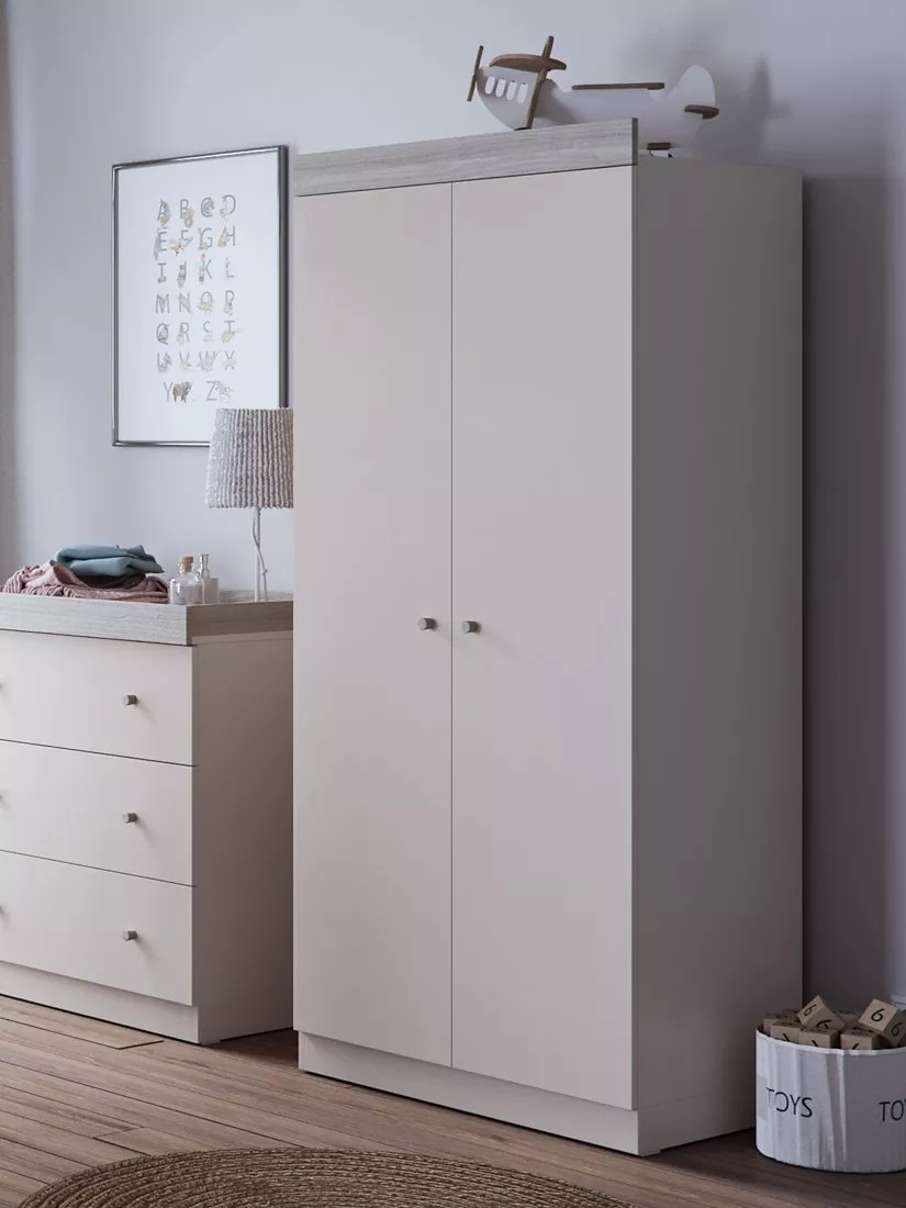 Little Acorns Burlington 2 Door Double Wardrobe Cashmere Grey Ash