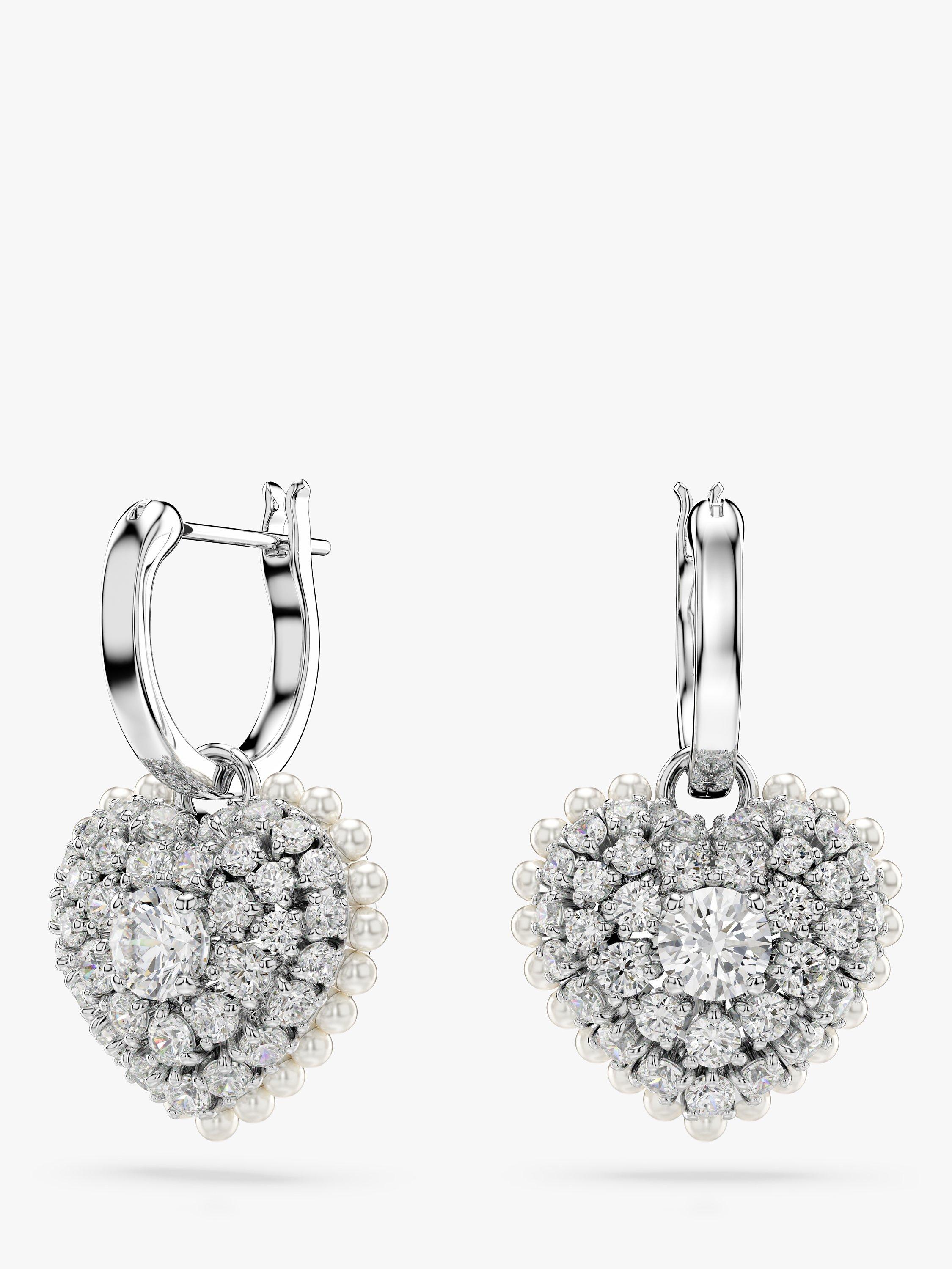 Swarovski Hyperbola Crystal Heart Drop Earrings Silver