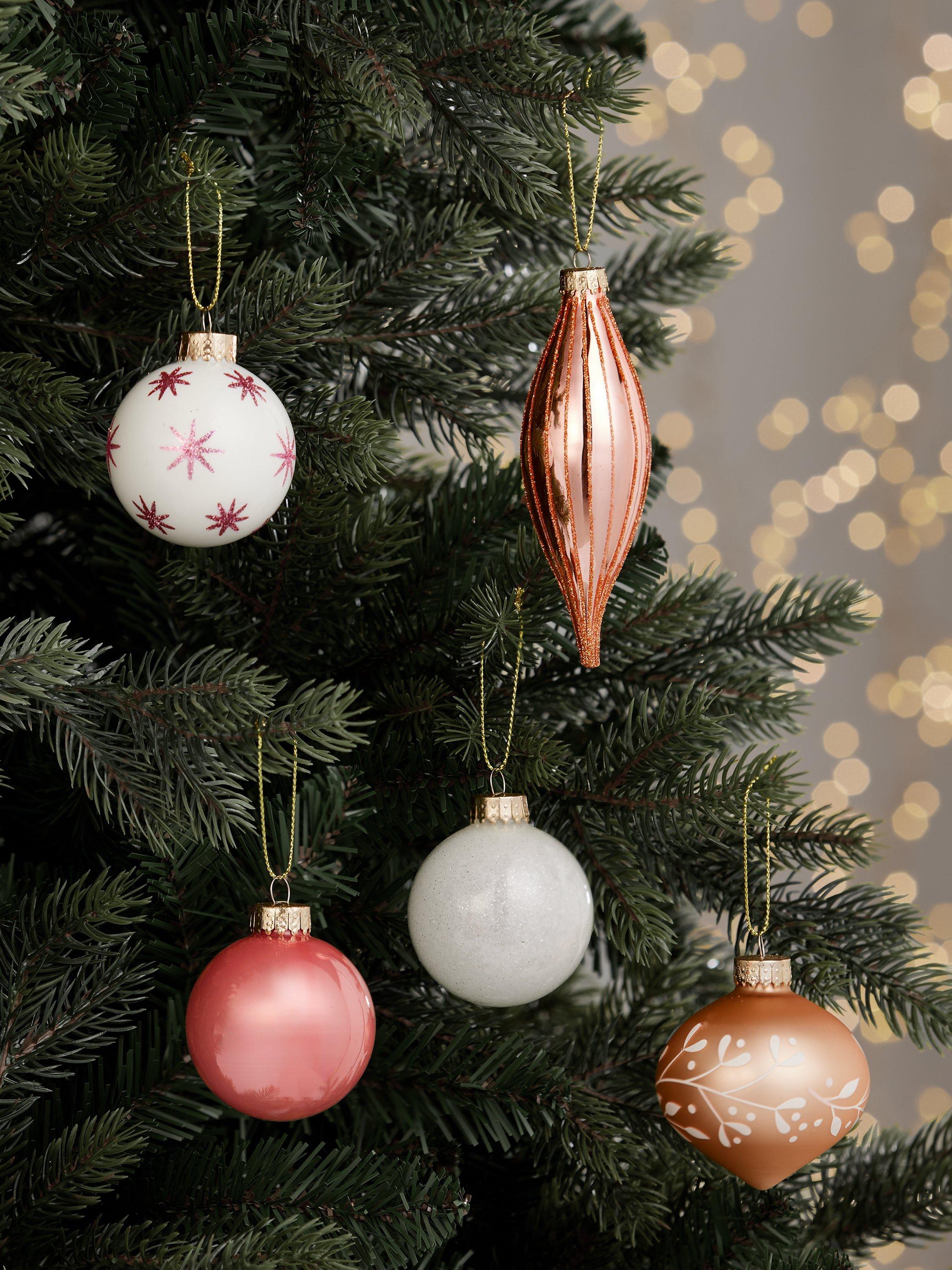 John Lewis Assorted Glass Baubles, Box of 20, Pink