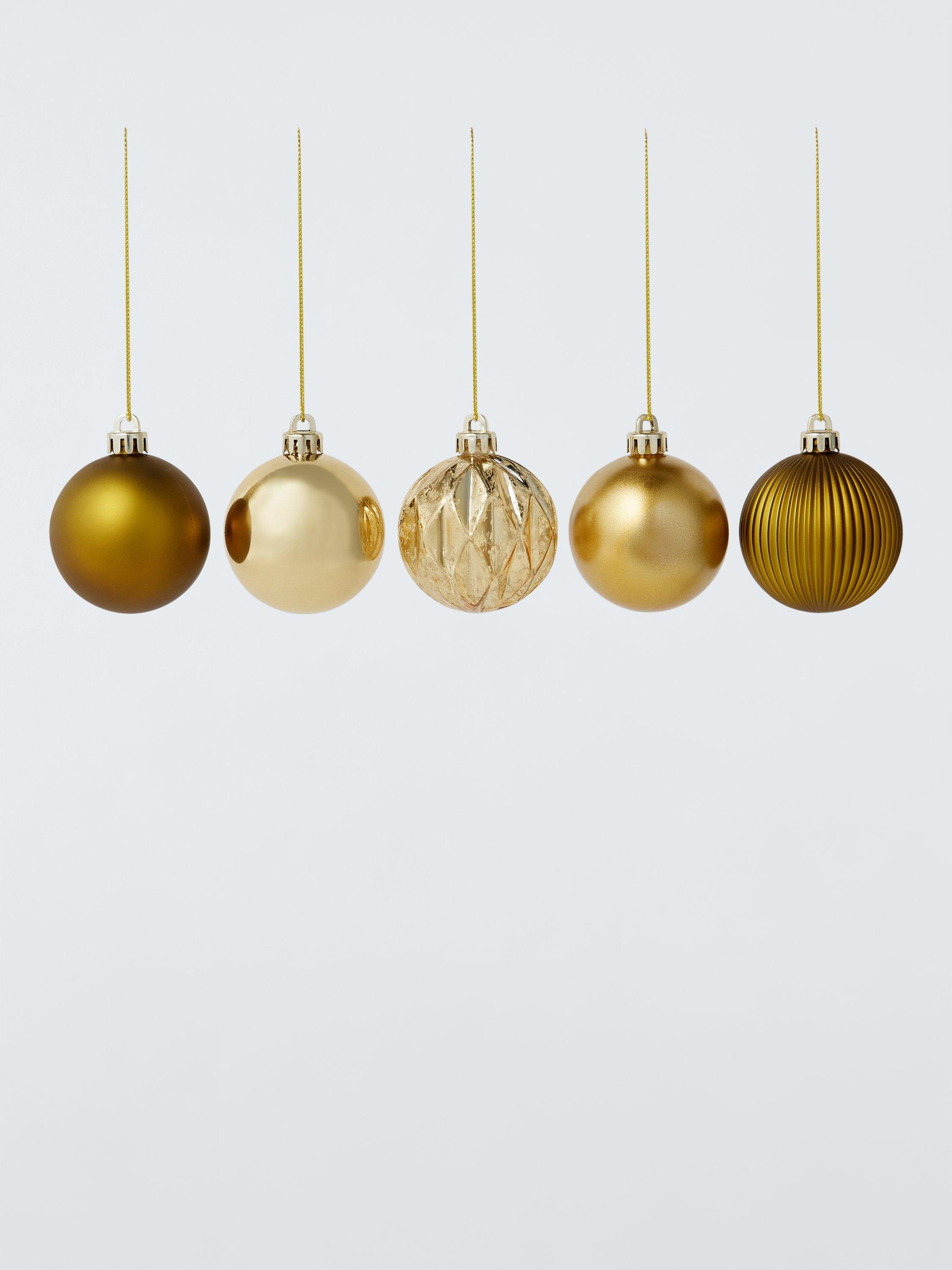 John Lewis Wisdom Wonder Shatterproof Baubles Box of 30 Gold