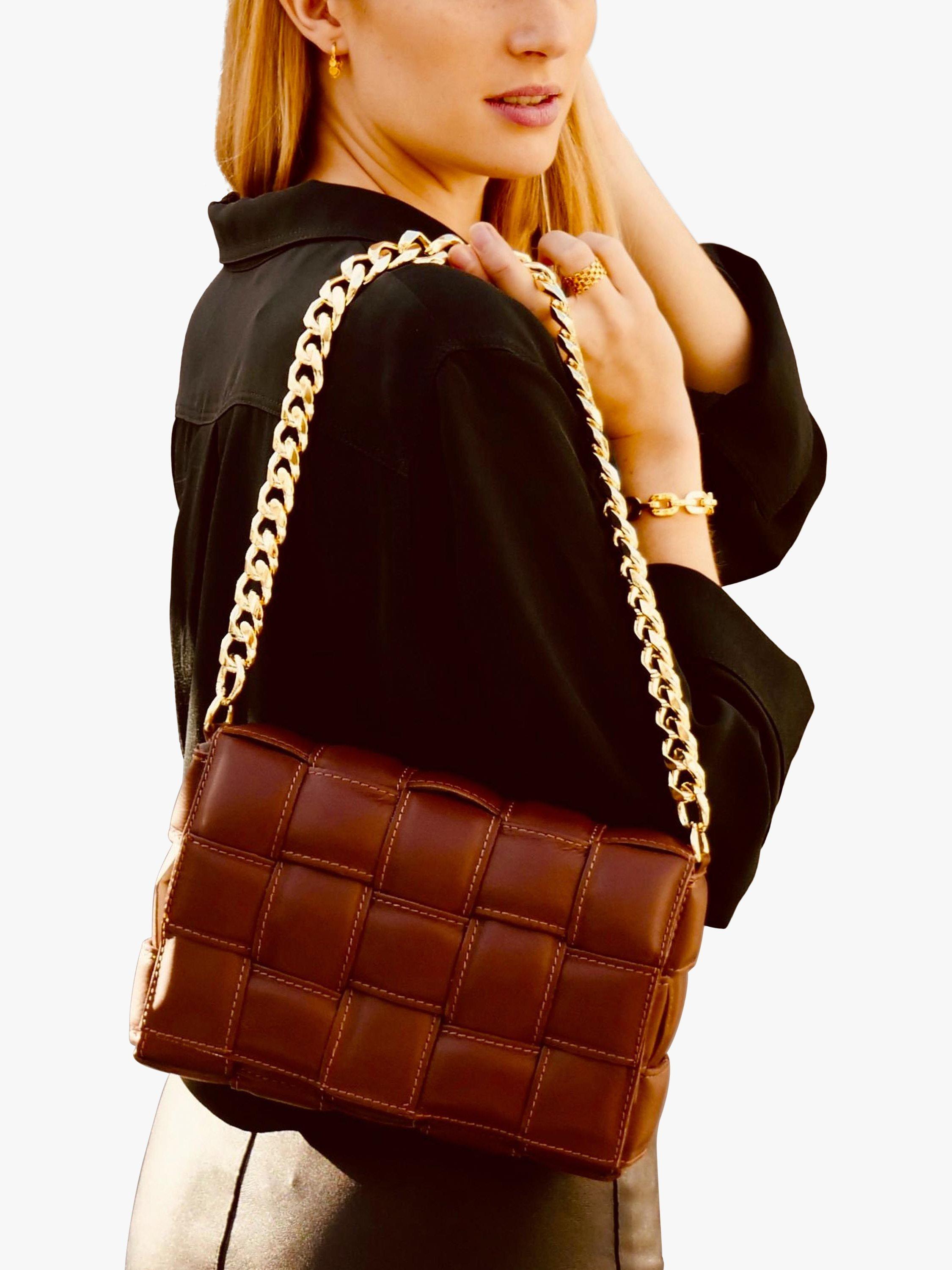 Apatchy Padded Woven Cross Body Bag, Chestnut