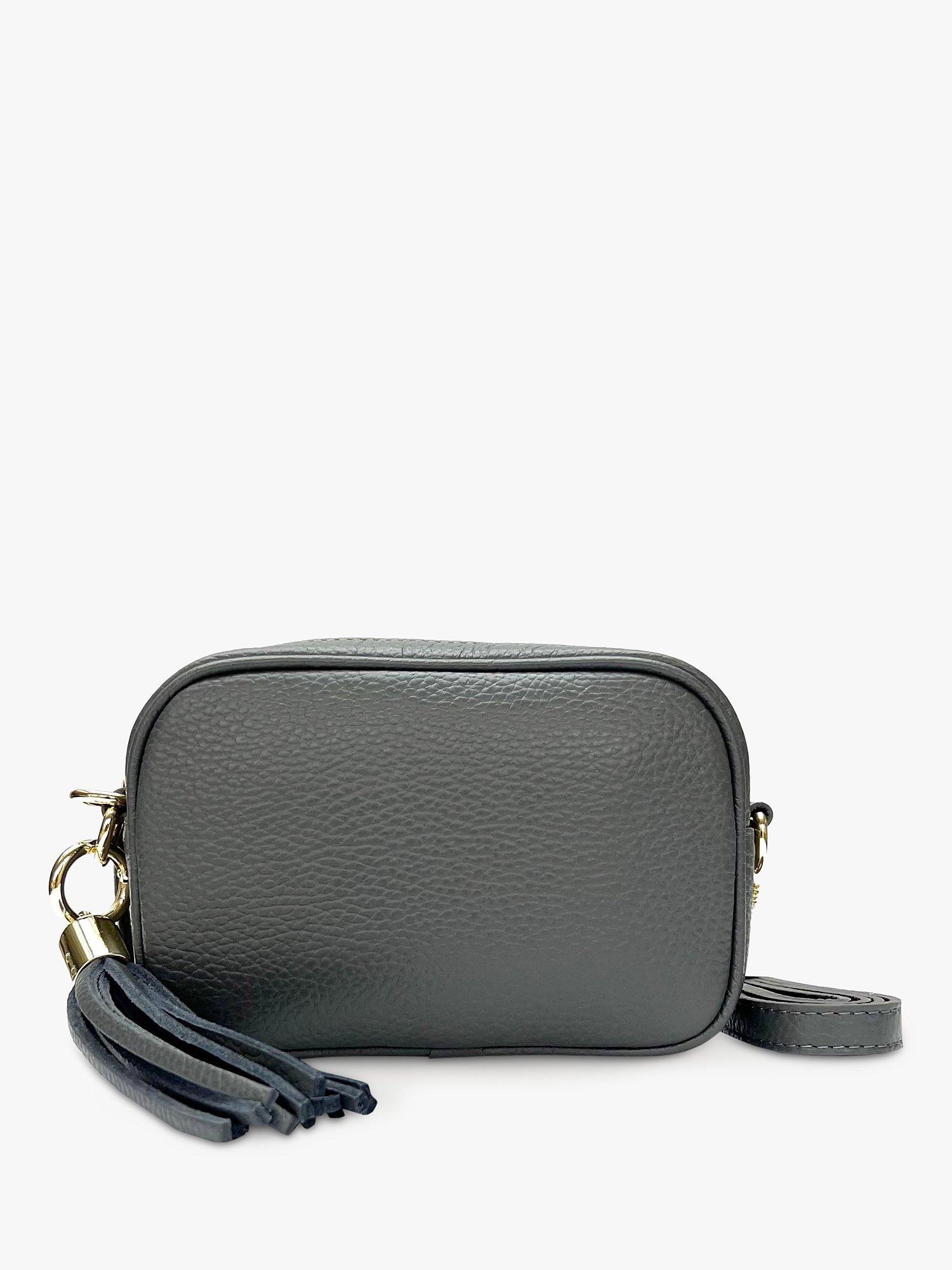 Apatchy London The Mini Tassel Leather Crossbody Phone Bag, Dark Grey