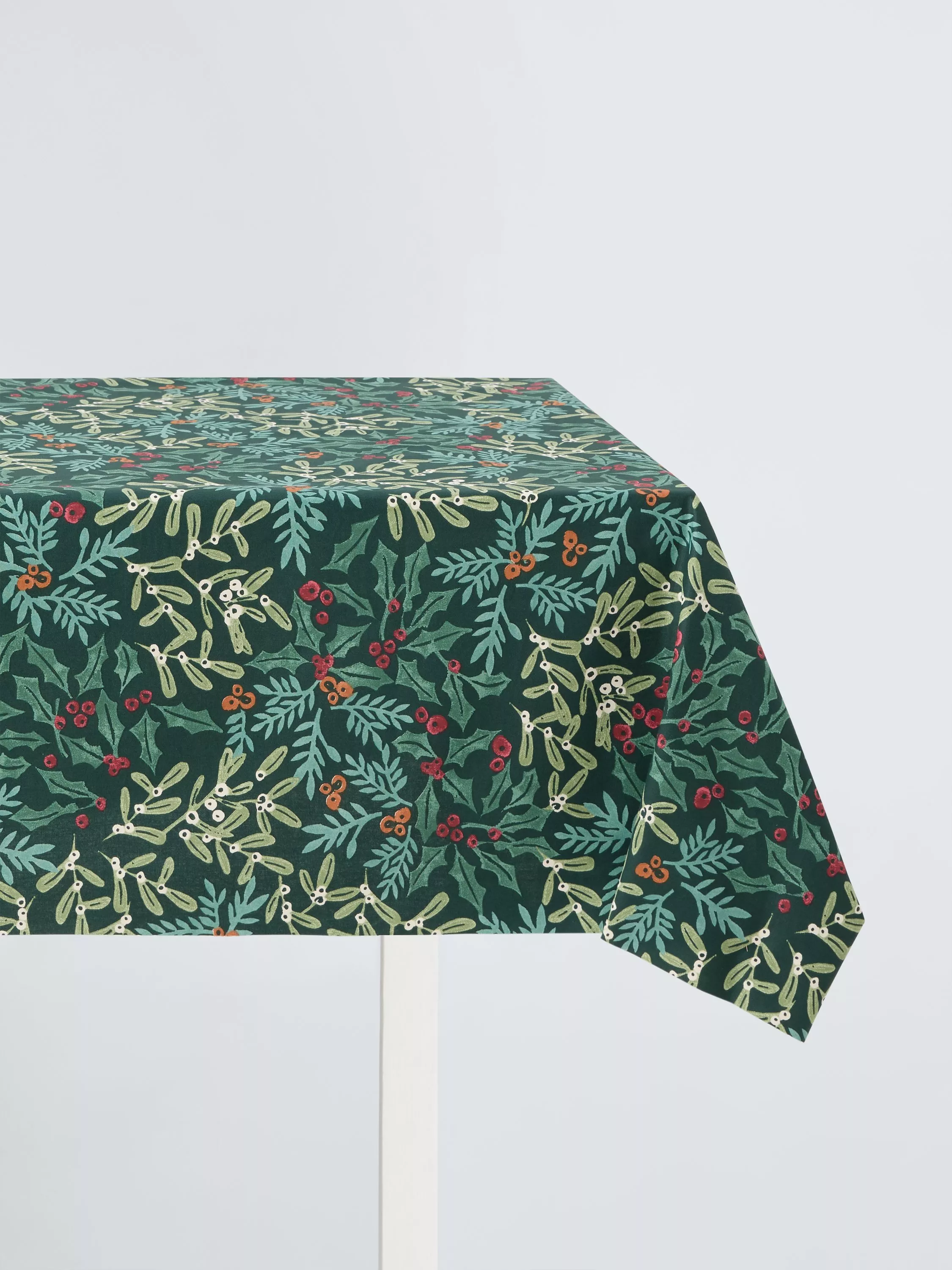 John Lewis Winter Foliage PVC Tablecloth Fabric Green