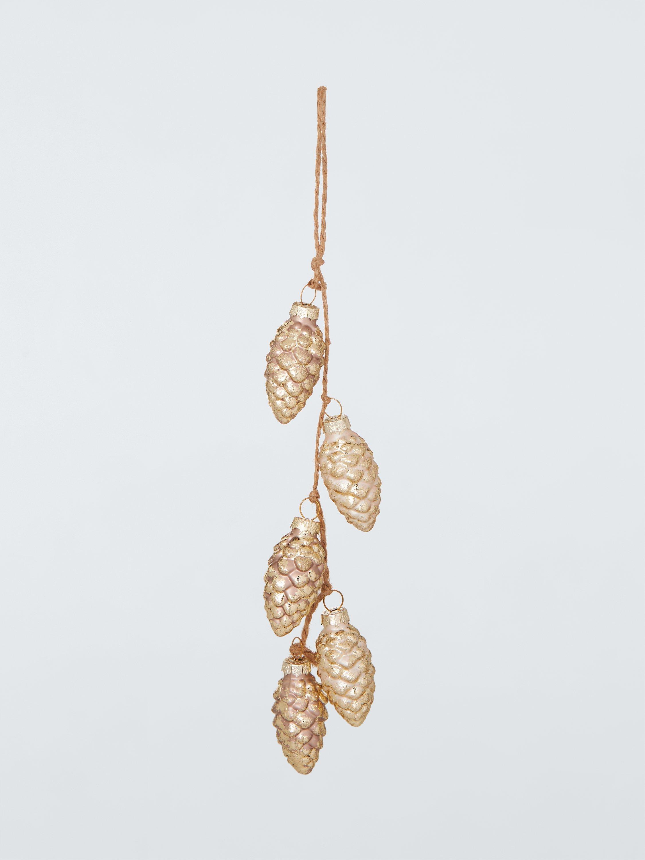 John Lewis Dawn Dusk Pine Cone String Tree Decoration Gold