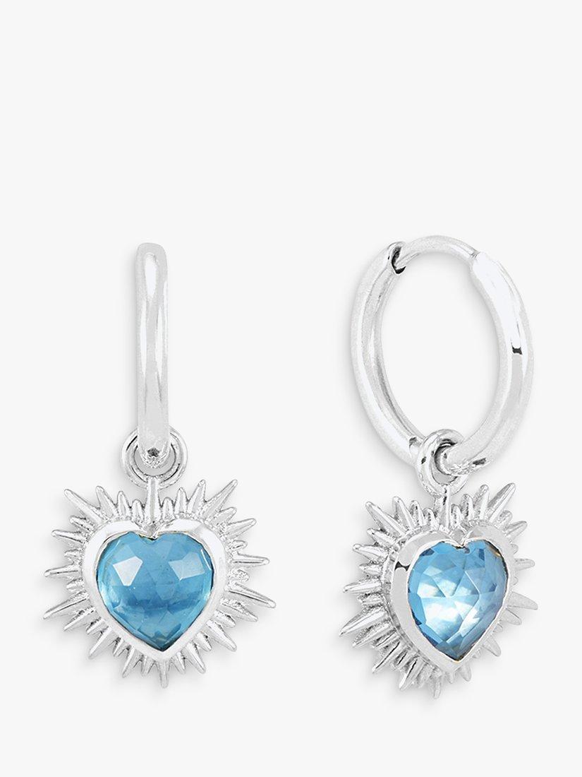 Rachel Jackson London Electric Love Blue Topaz Heart Drop Huggie Hoop ...