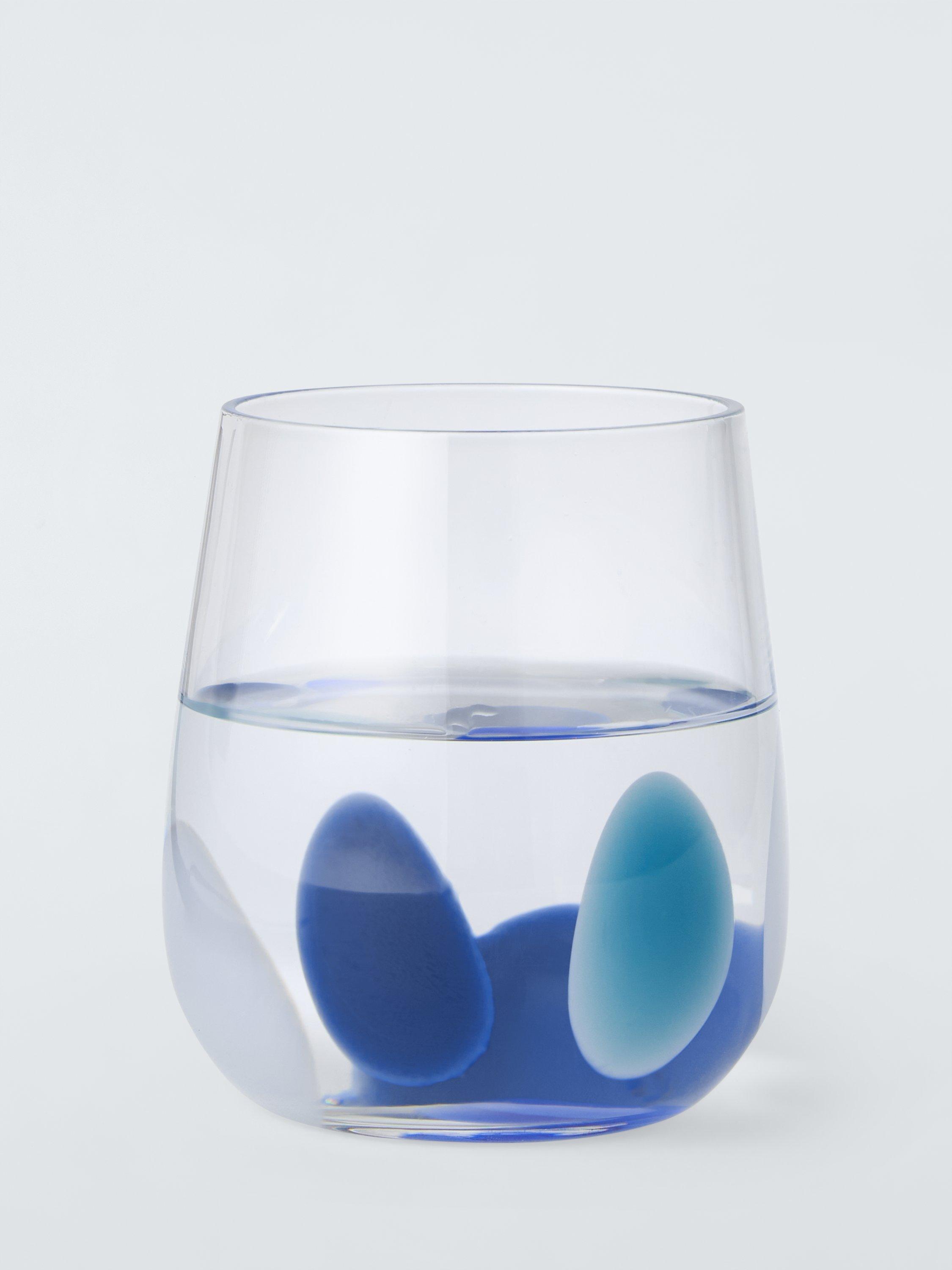 John Lewis Confetti Smudge Glass Tumbler, 400ml, Blue