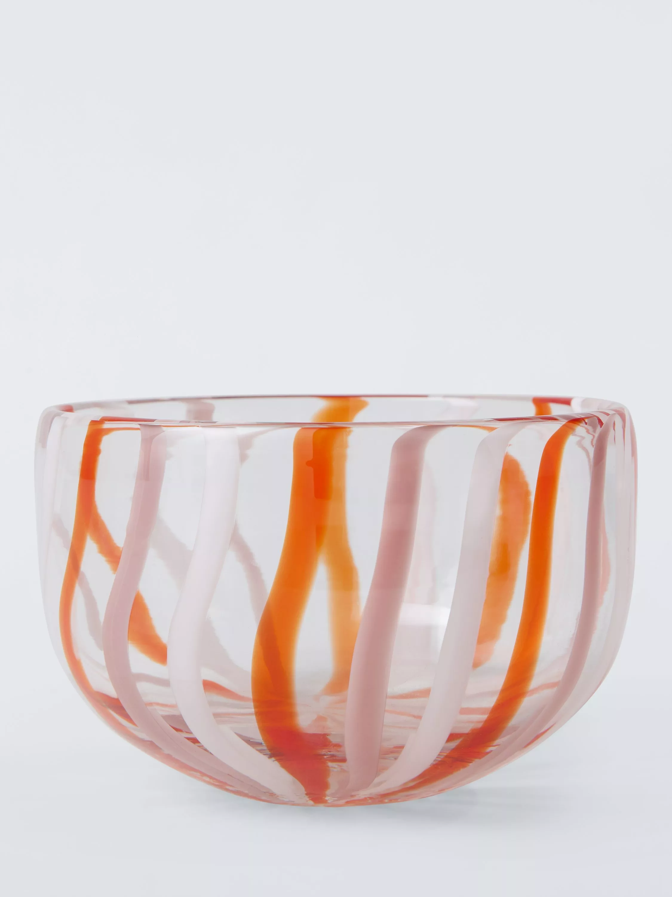 John Lewis Candy Cane Glass Bowl, 17.5cm, Pink