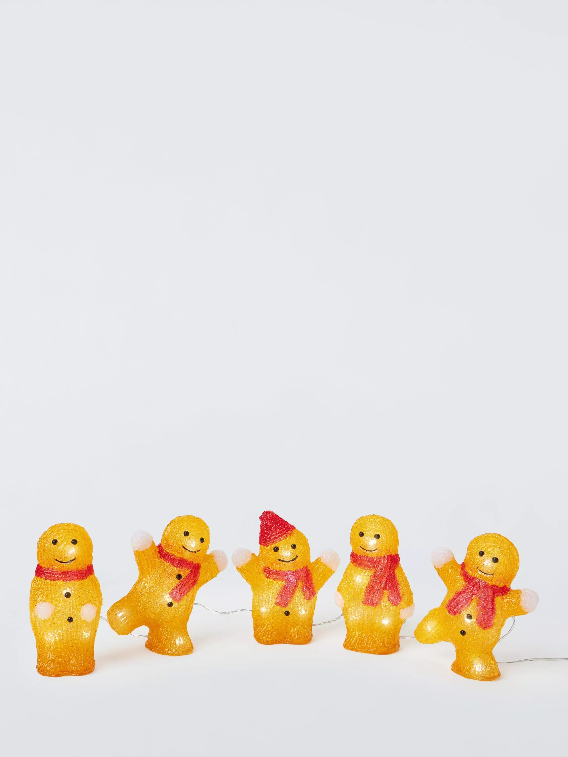John Lewis Acrylic Gingerbread Man LED Lit Figures, Set of 5