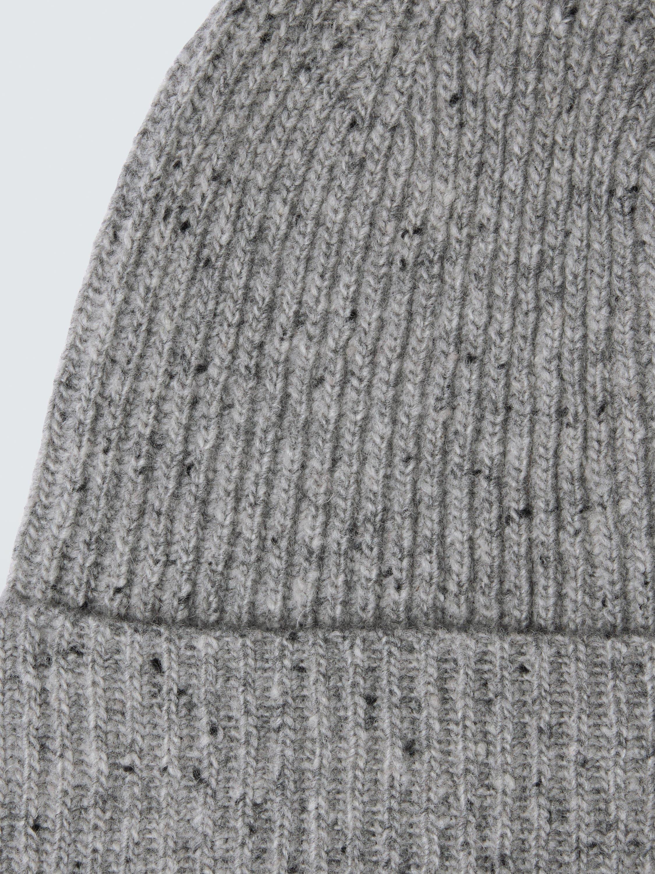 John Lewis Wool Blend Rib Knit Beanie Hat, Grey