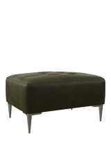 John Lewis Camber Leather Footstool Dark Leg Demetra Green