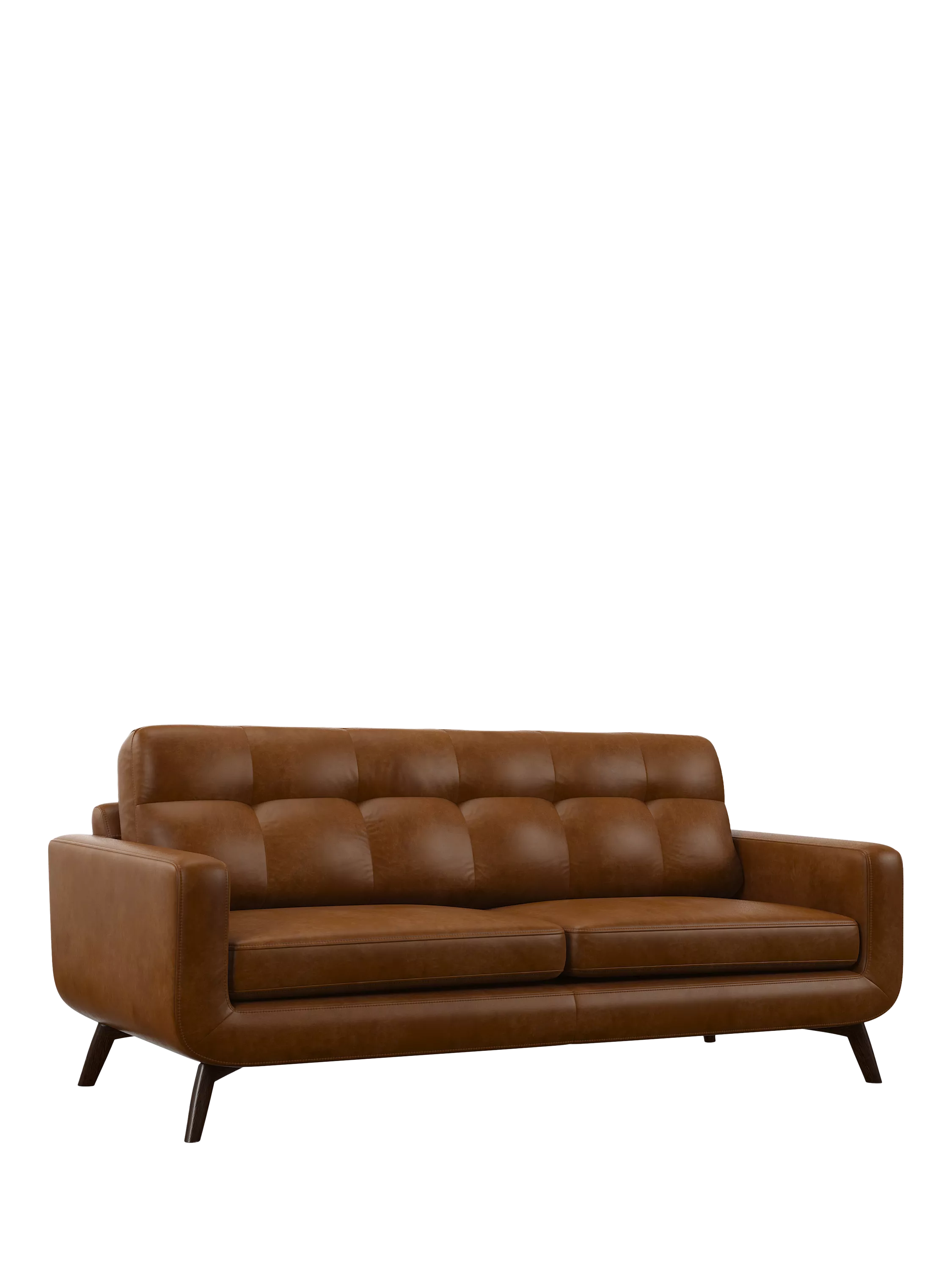 John Lewis Barbican Grand 4 Seater Leather Sofa Dark Leg Caramel