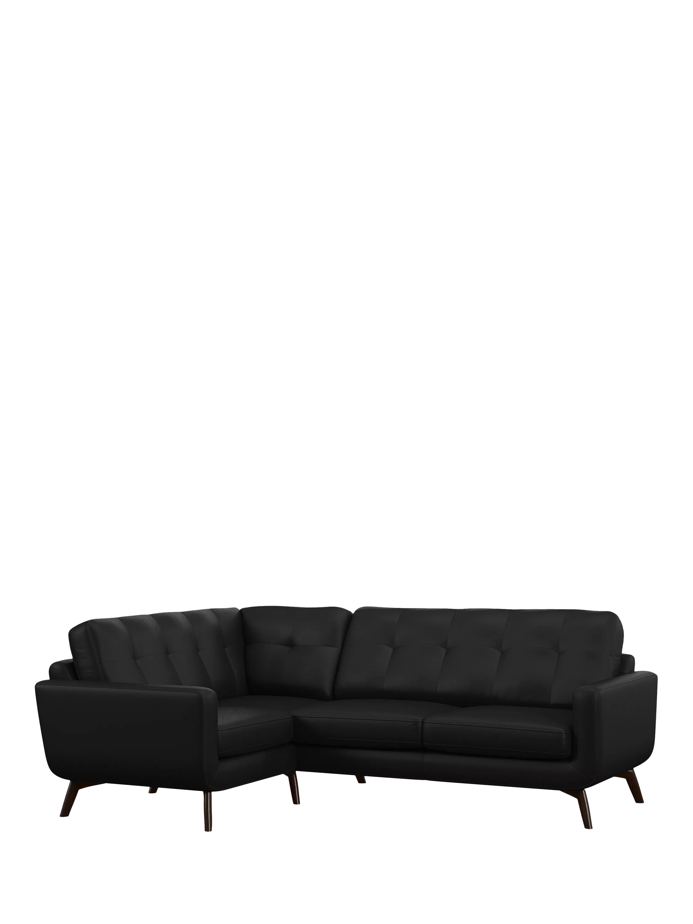 John Lewis Barbican LHF Chaise Leather Corner Sofa Dark Leg Matt Black