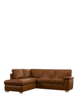 John Lewis Camden LHF Leather Corner Sofa Dark Leg Matt Black