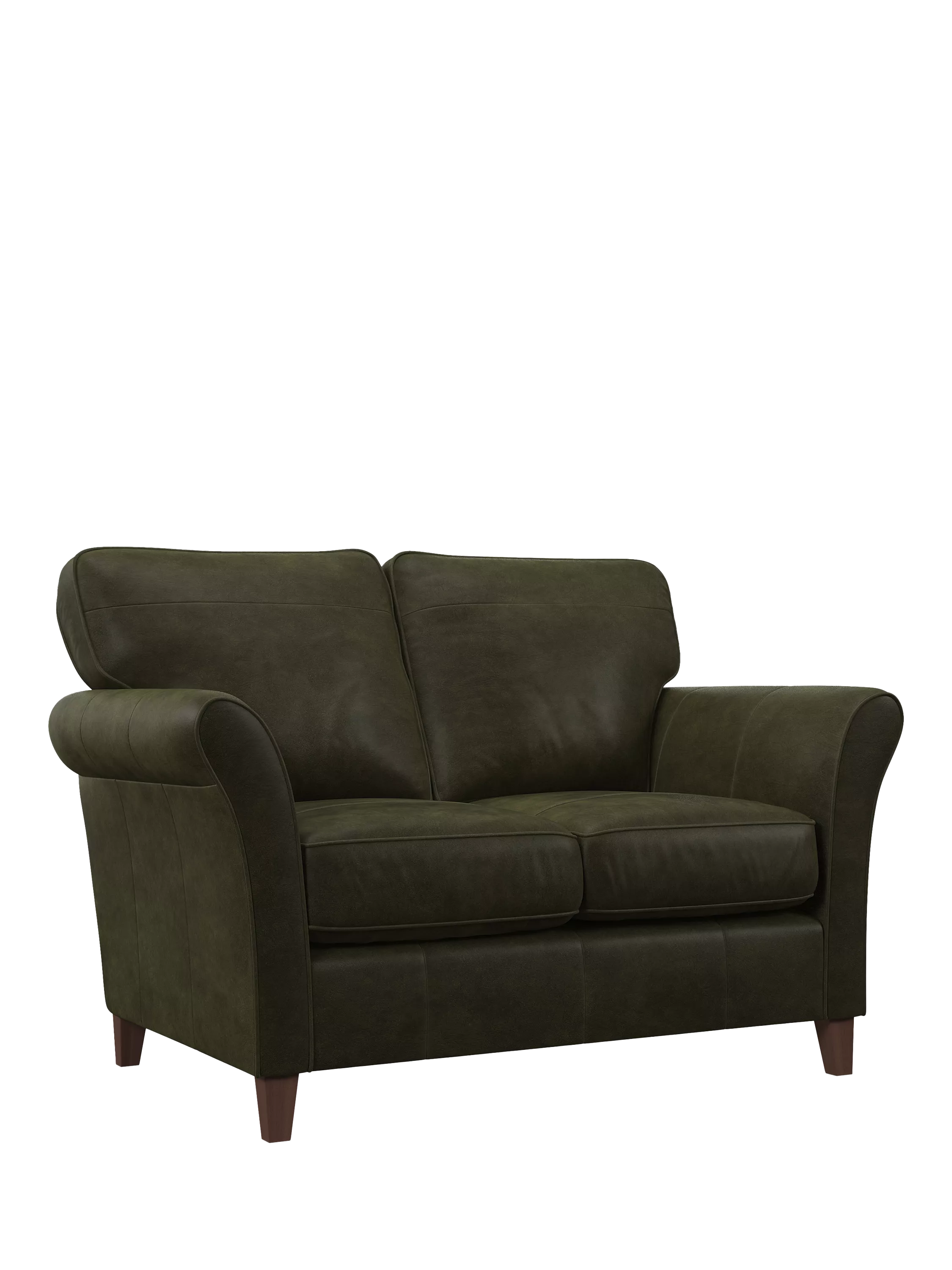 John Lewis Charlotte II Small 2 Seater Leather Sofa Dark Leg Demetra Green