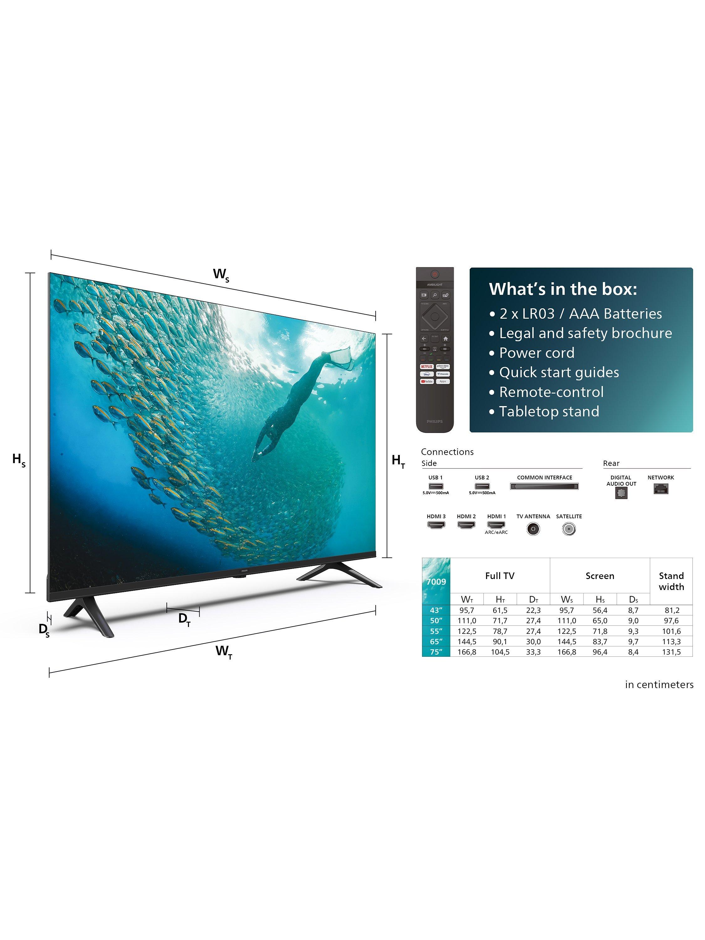 Philips 50PUS7009 (2024) LED HDR 4K Ultra HD Smart TV, 50 inch with ...