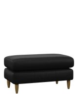 John Lewis Bailey II Leather Footstool Dark Leg Matt Black