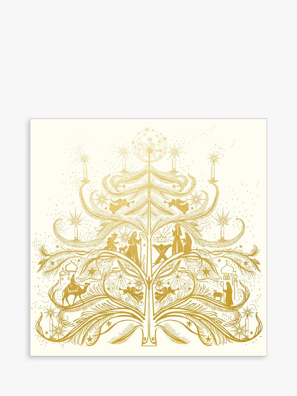 Woodmansterne Golden Nativity Tree Christmas Card