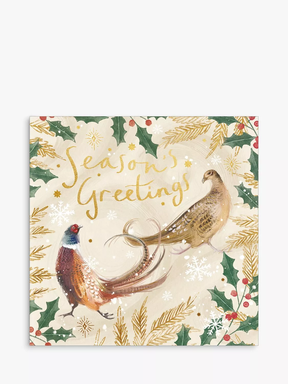 Woodmansterne Seasons Greetings Pheasants Christmas Card