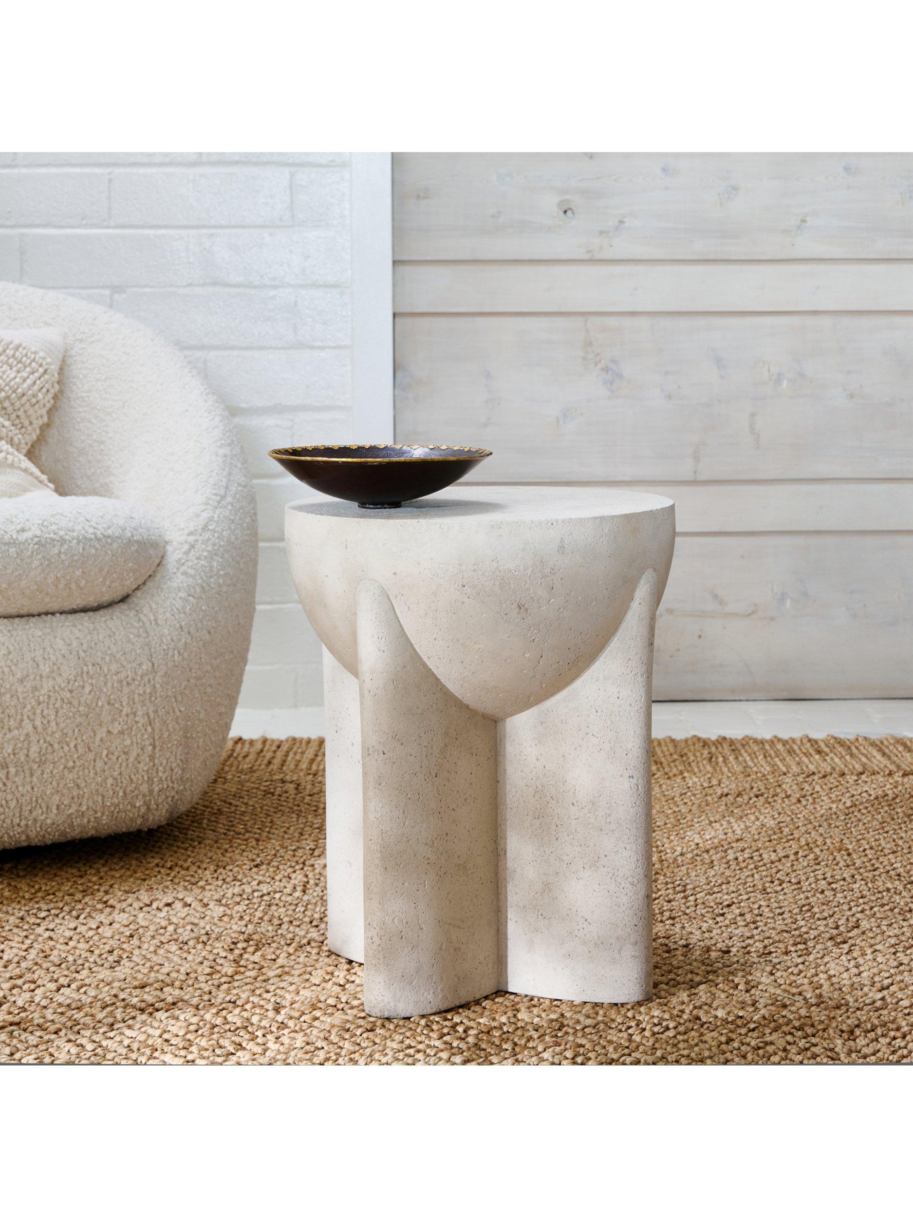 west elm Monti Indoor Outdoor Lava Stone Side Table White