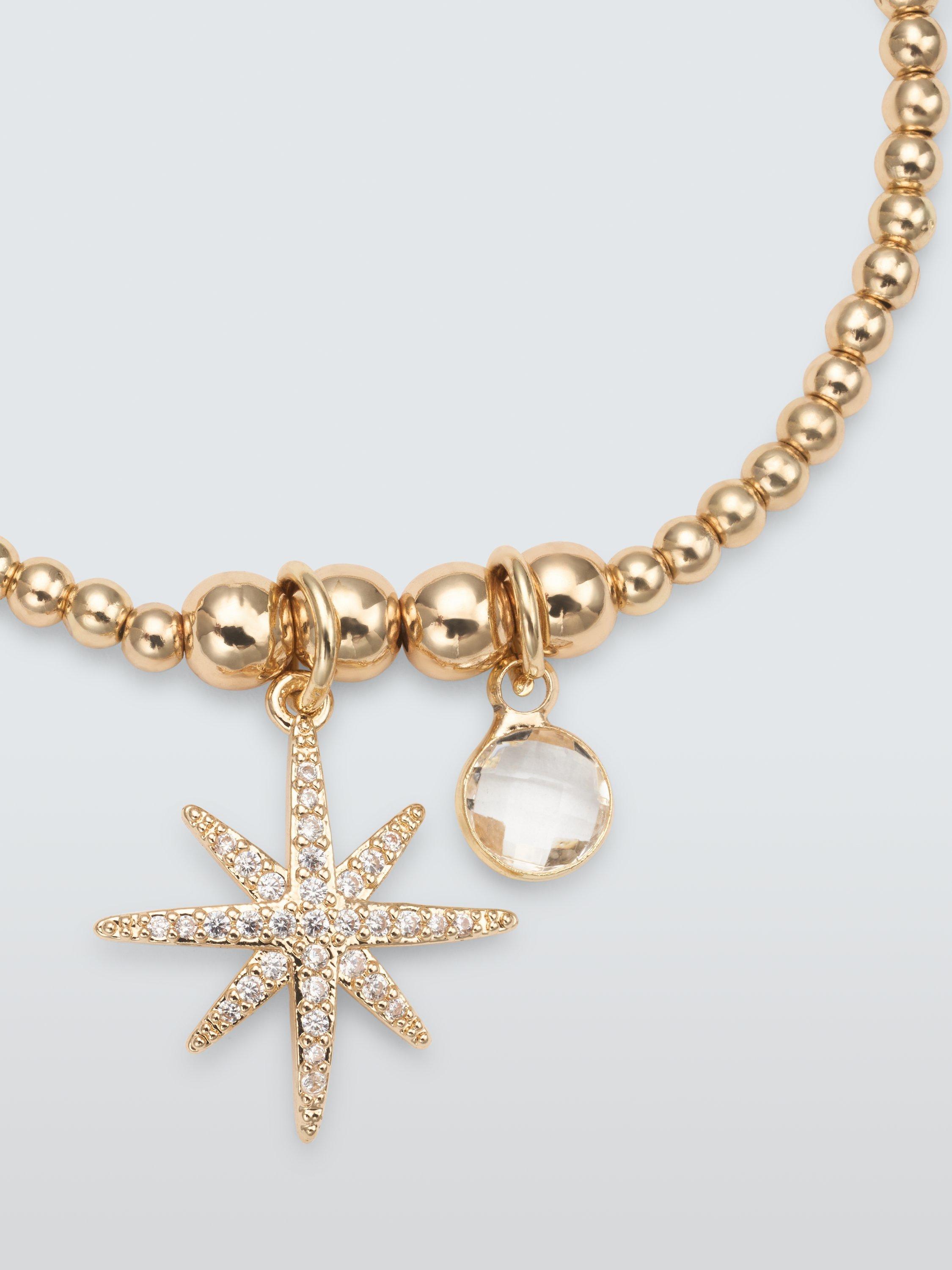 John Lewis Starburst Charm Stretch Beaded Bracelet Gold