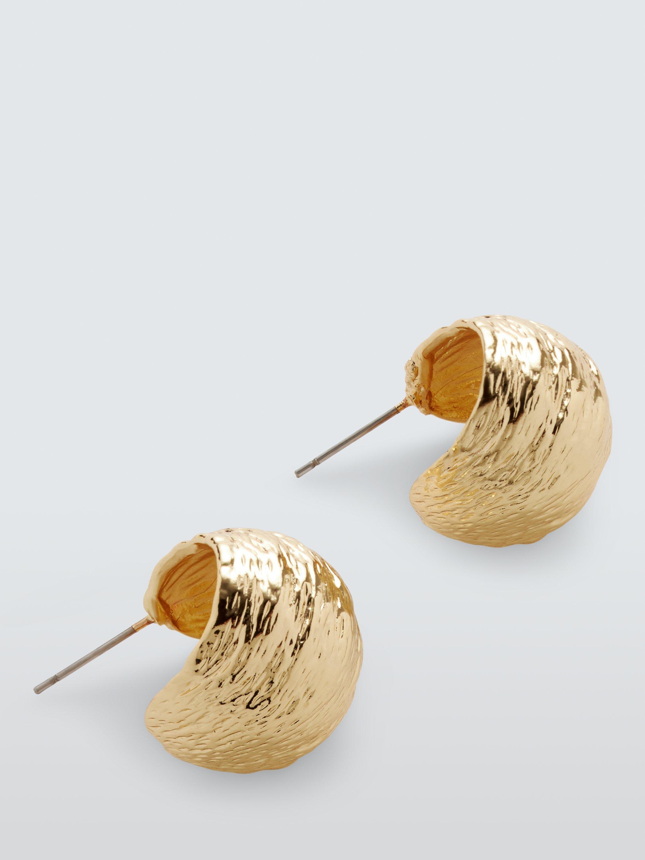 John Lewis Wide Textured Small Demi Hoop Earrings Gold