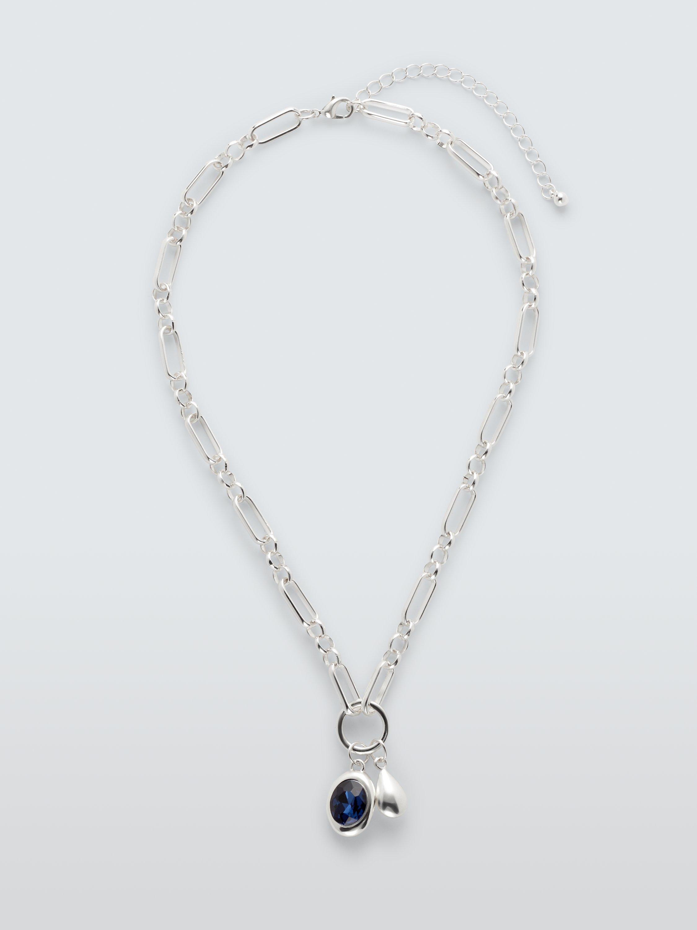 John Lewis Double Charm Chain Necklace Silver