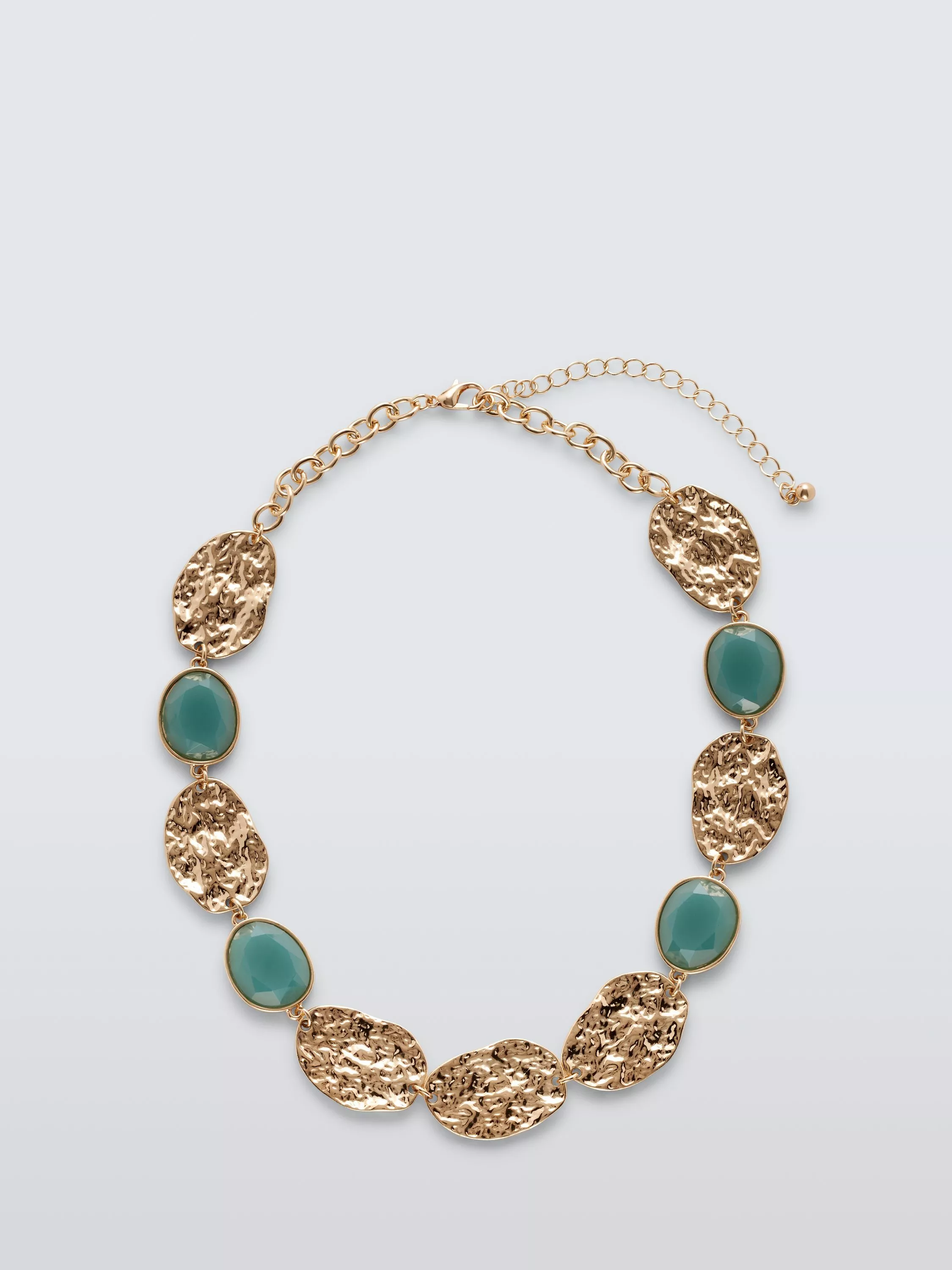 John Lewis Gemstone and Hammered Oval Chain Necklace, Gold