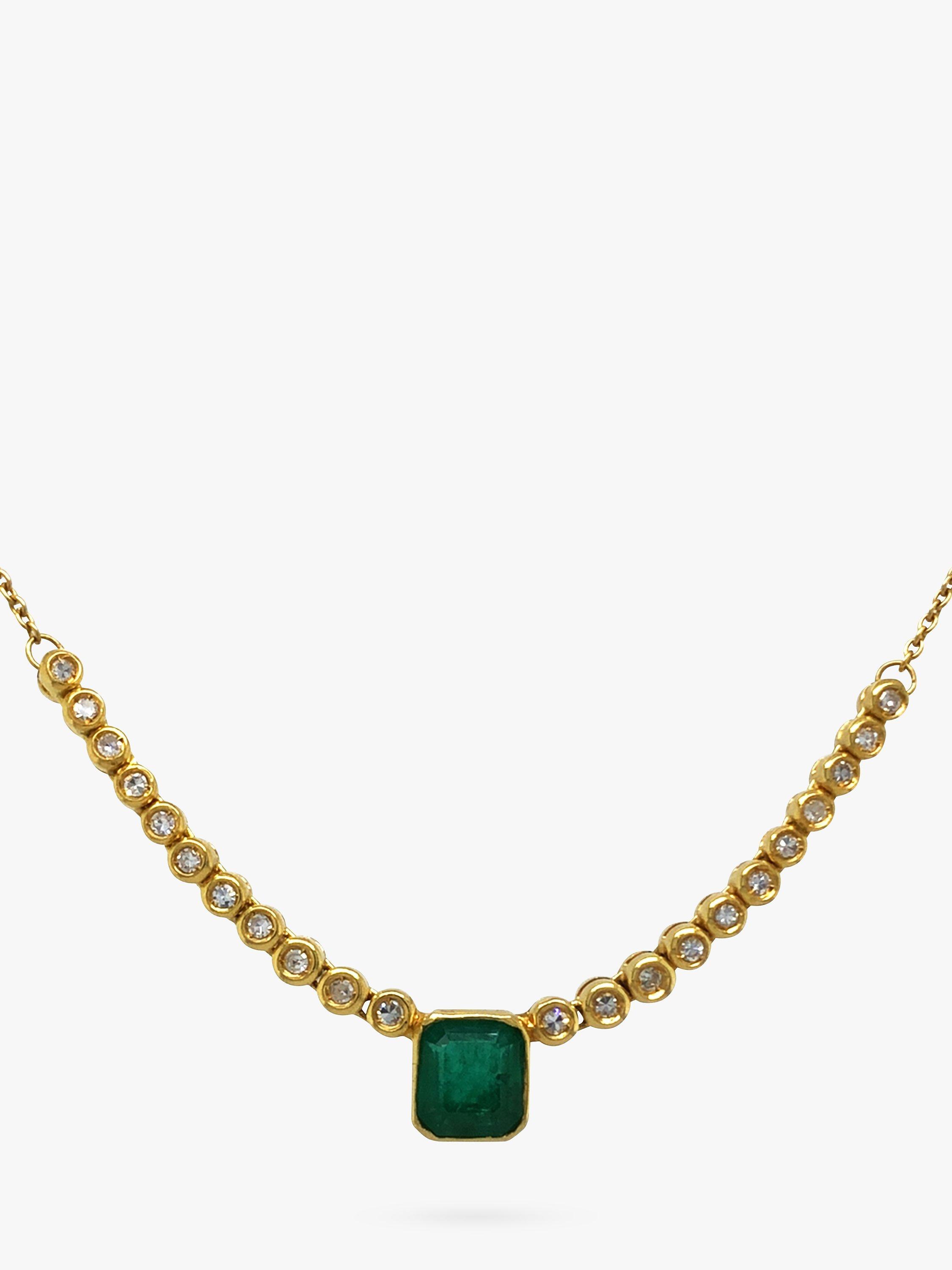 Vintage Fine Jewellery Pre Loved 18ct Yellow Gold Diamond and Emerald Collar Necklace